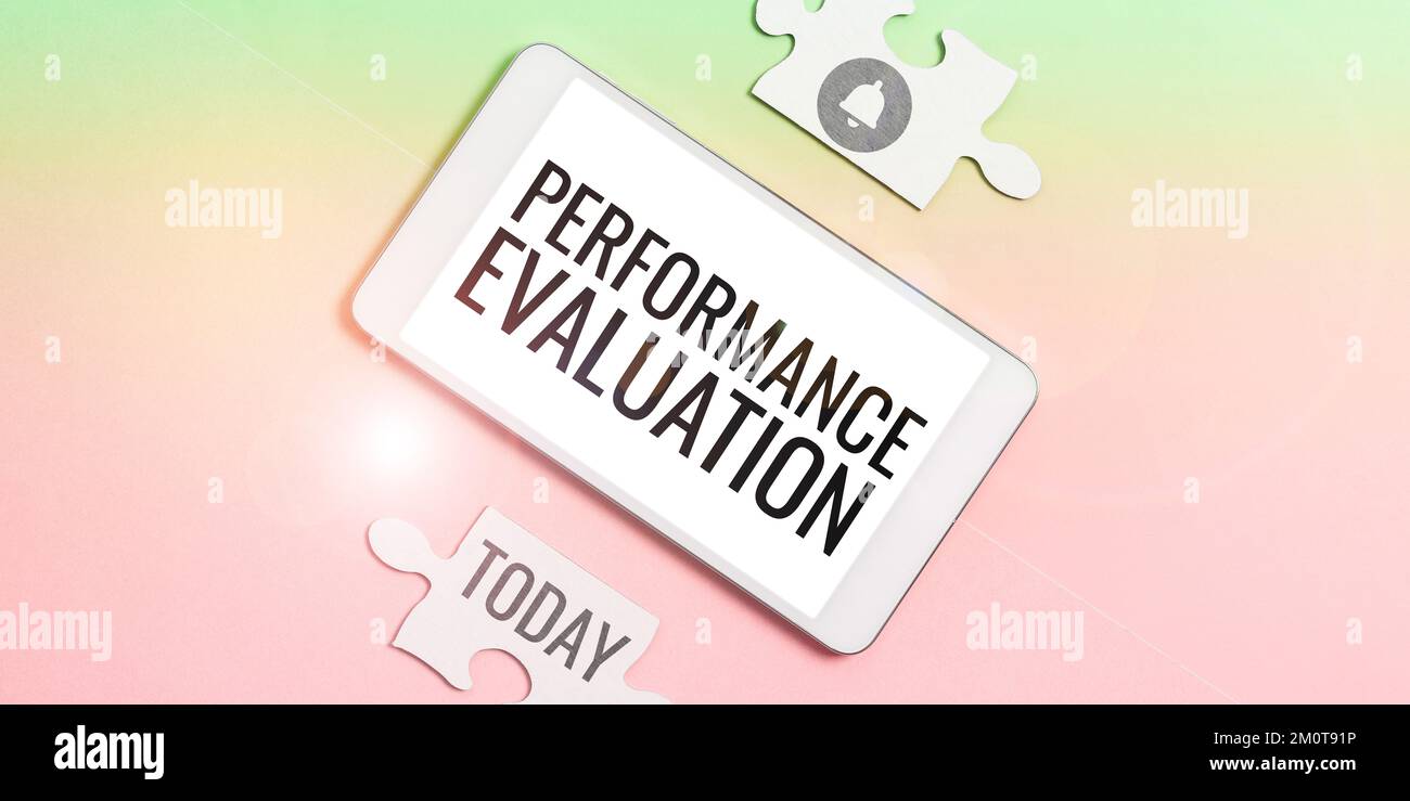 Text showing inspiration Performance Evaluation. Word for the development and action planning of ...