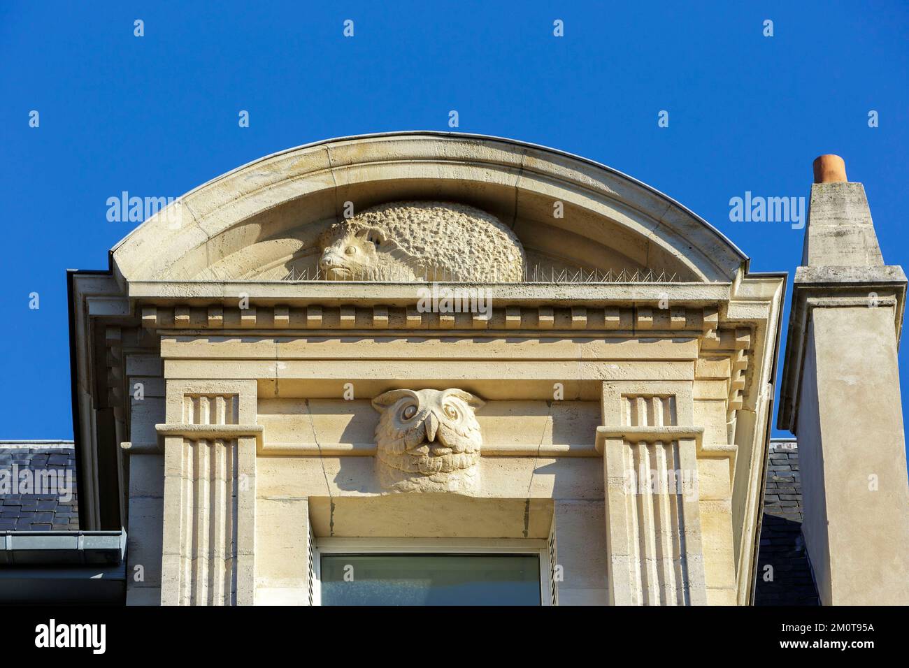 France, Meurthe et Moselle, Nancy, detail of the facade of a bourgeois ...