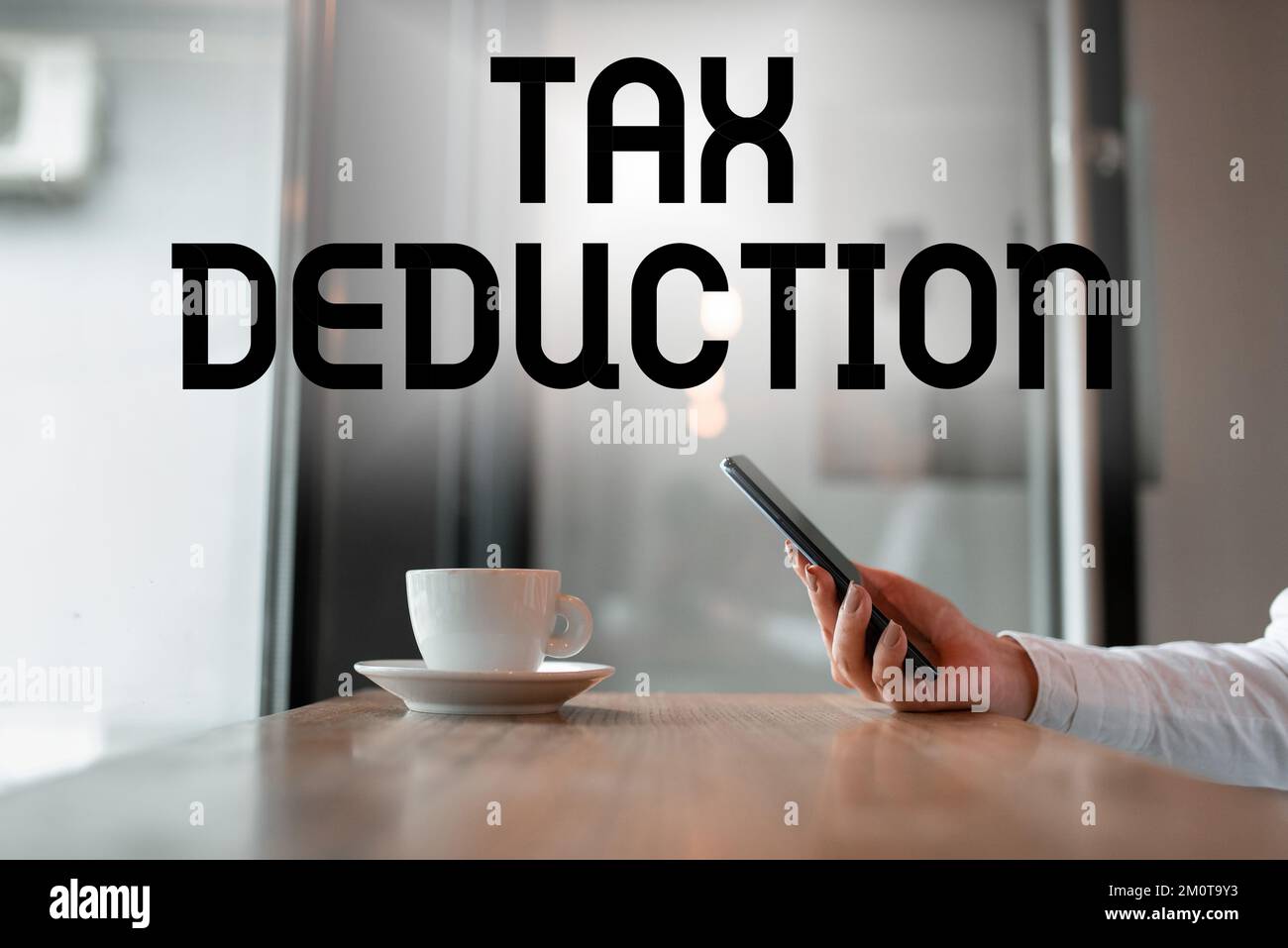 Conceptual display Tax Deduction. Conceptual photo amount subtracted ...