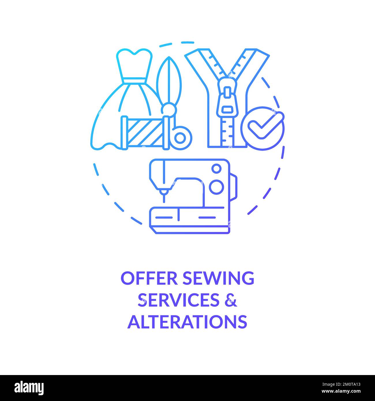 Offer sewing services and alterations blue gradient concept icon Stock ...