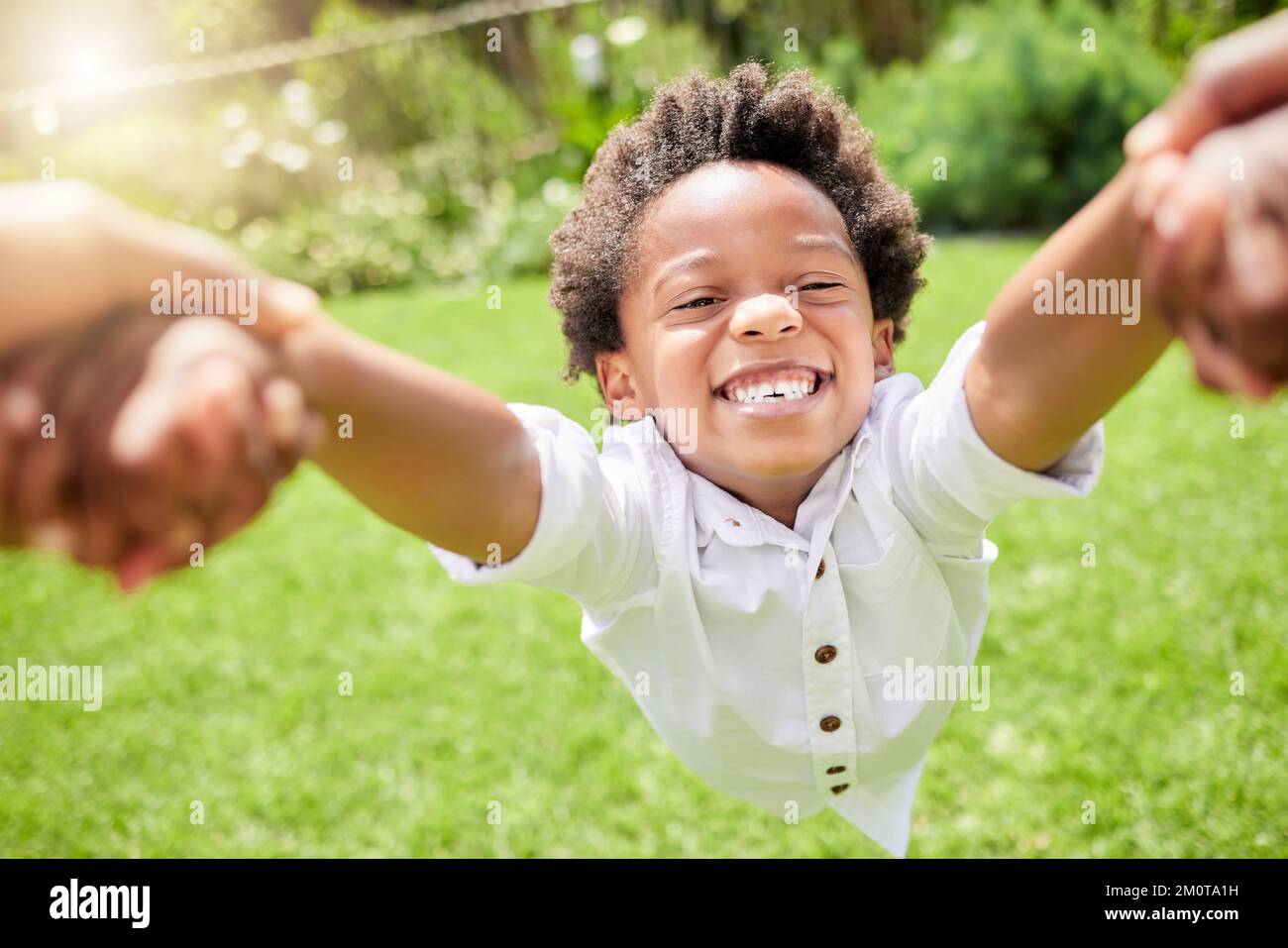 It doesnt take much for kids to have fun. Portrait of a little boy ...