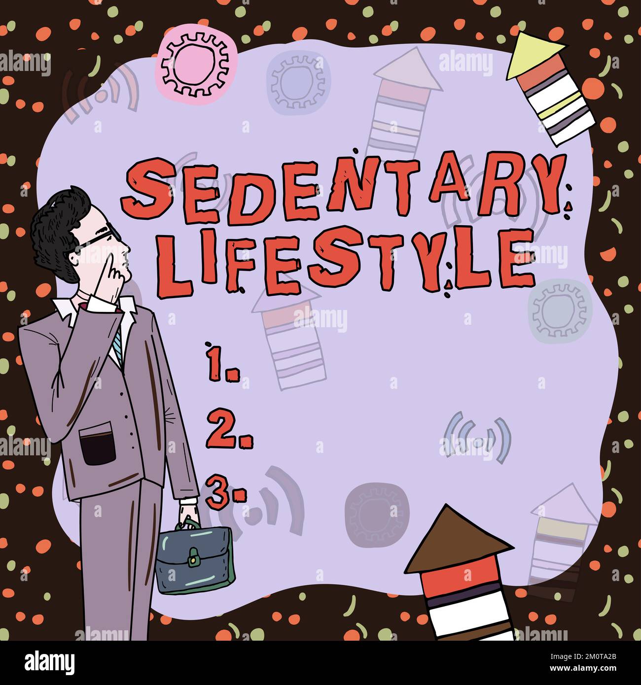 Sign displaying Sedentary Lifestyle. Concept meaning ways and means of ...