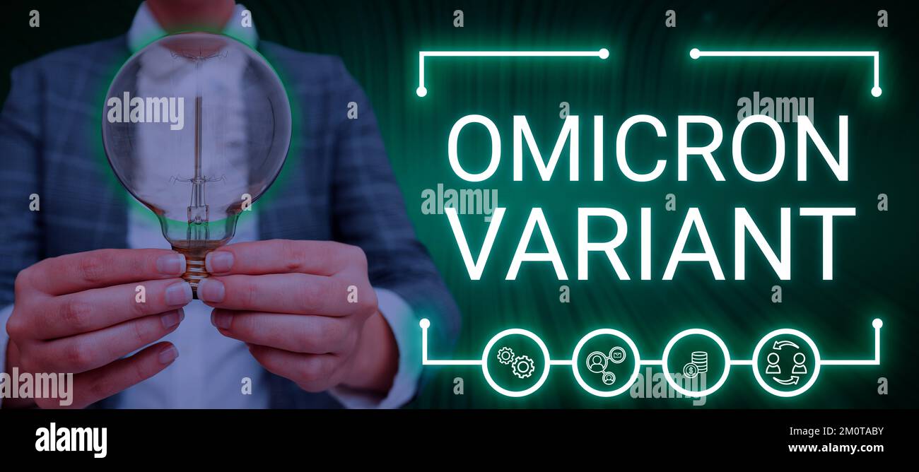 Sign displaying Omicron Variant. Internet Concept mild to severe ...
