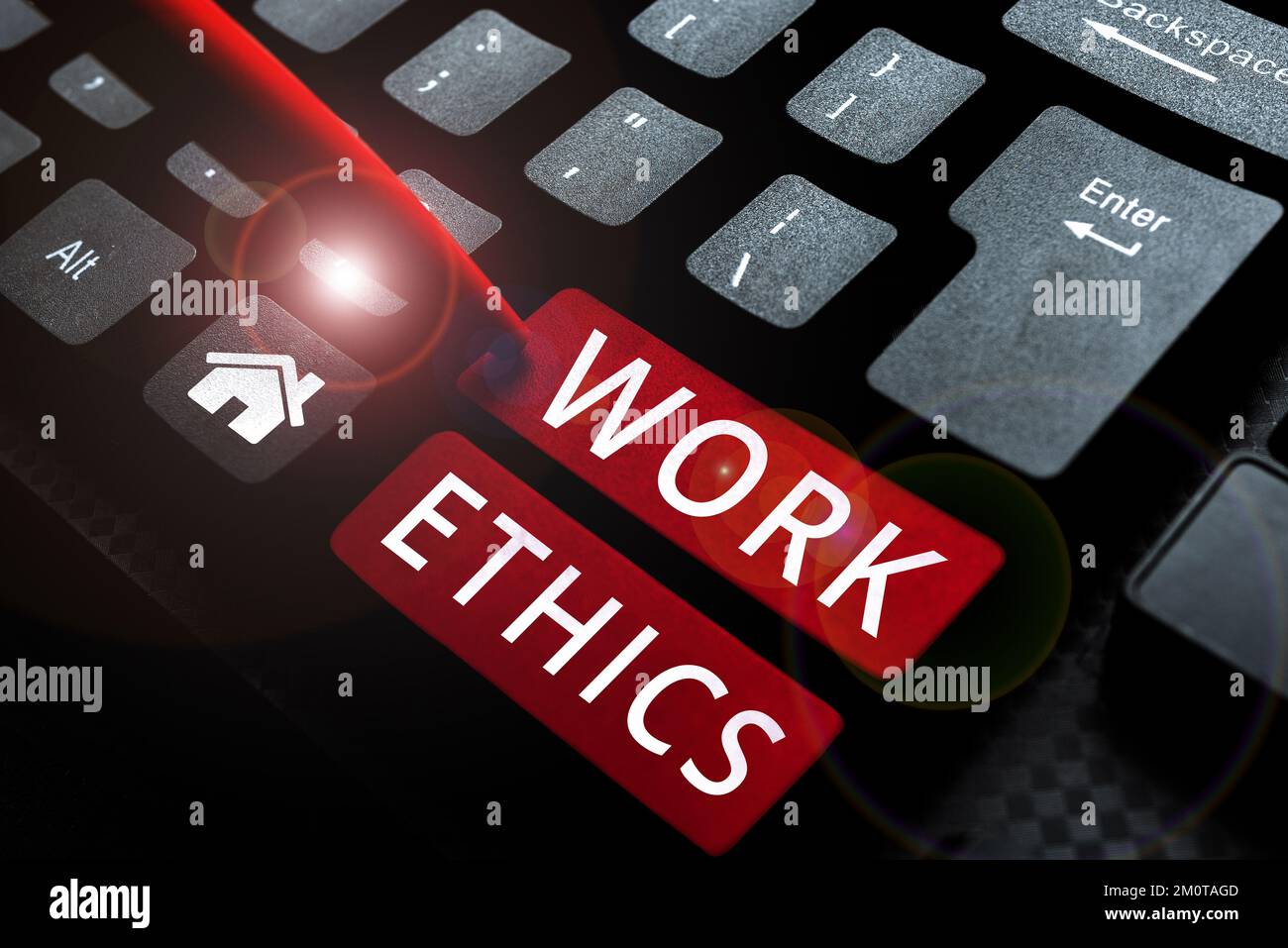 Handwriting text Work Ethics. Concept meaning A set of values centered ...