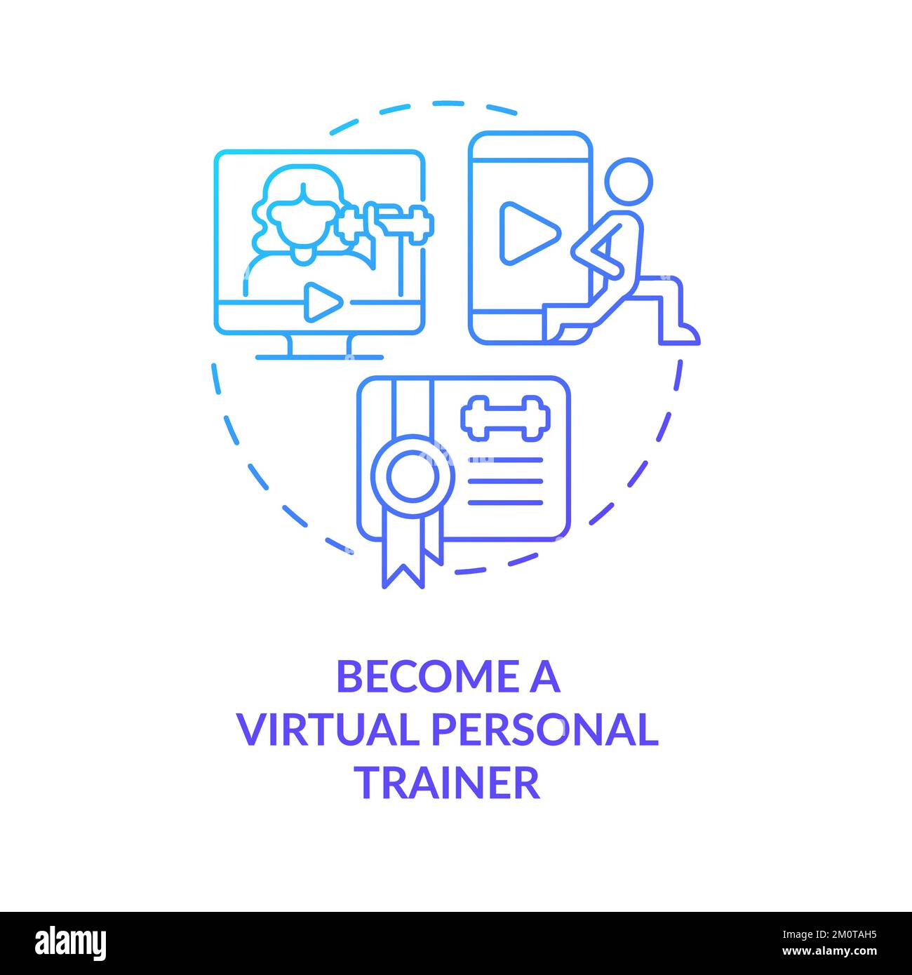 Become virtual personal trainer blue gradient concept icon Stock Vector ...