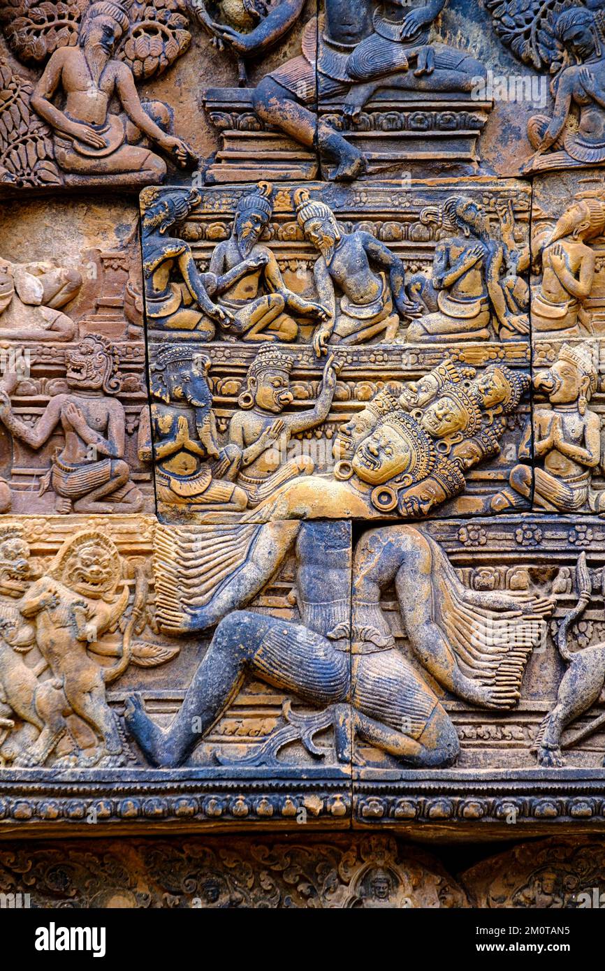Cambodia, Angkor on World Heritage list of UNESCO, Banteay Srei, built ...