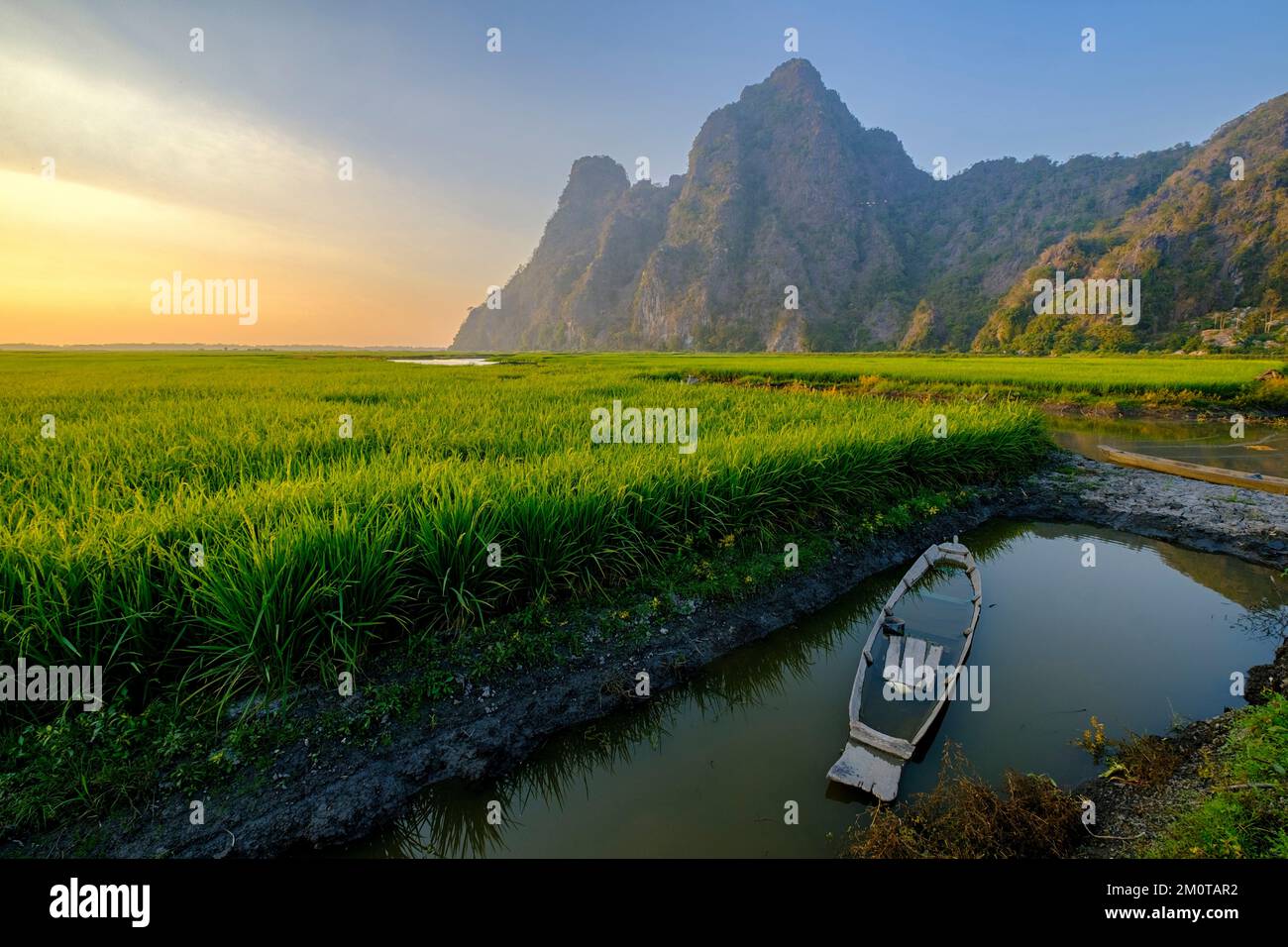 Myanmar, Burma, Karen state, Hpa An, landscape near Than Lwyn or ...
