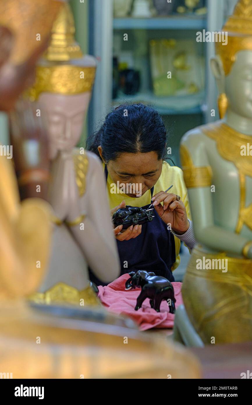 Cambodia, handicraft, painting Stock Photo - Alamy