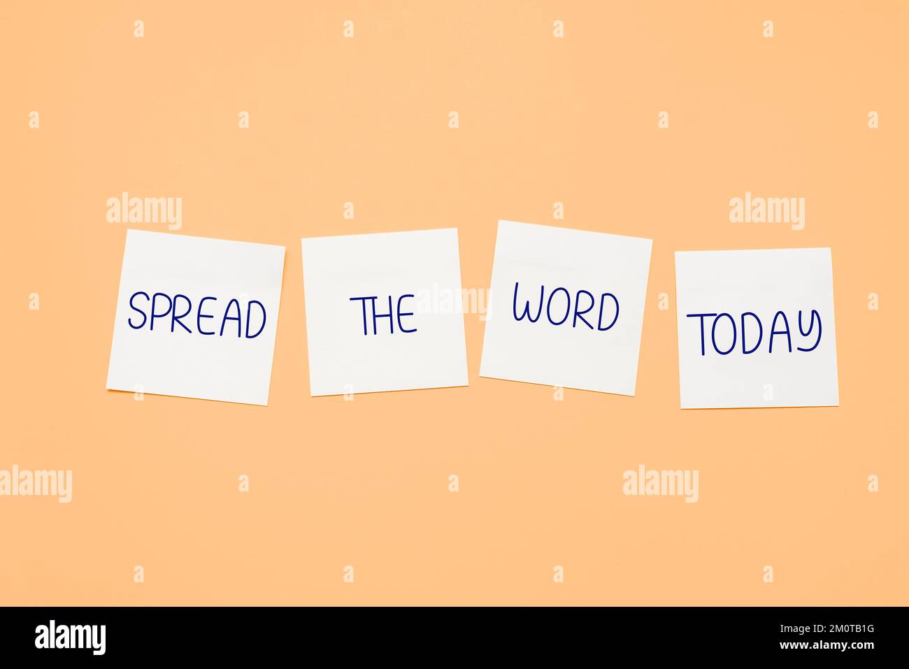 Hand writing sign Spread The Word. Word for share the information or ...