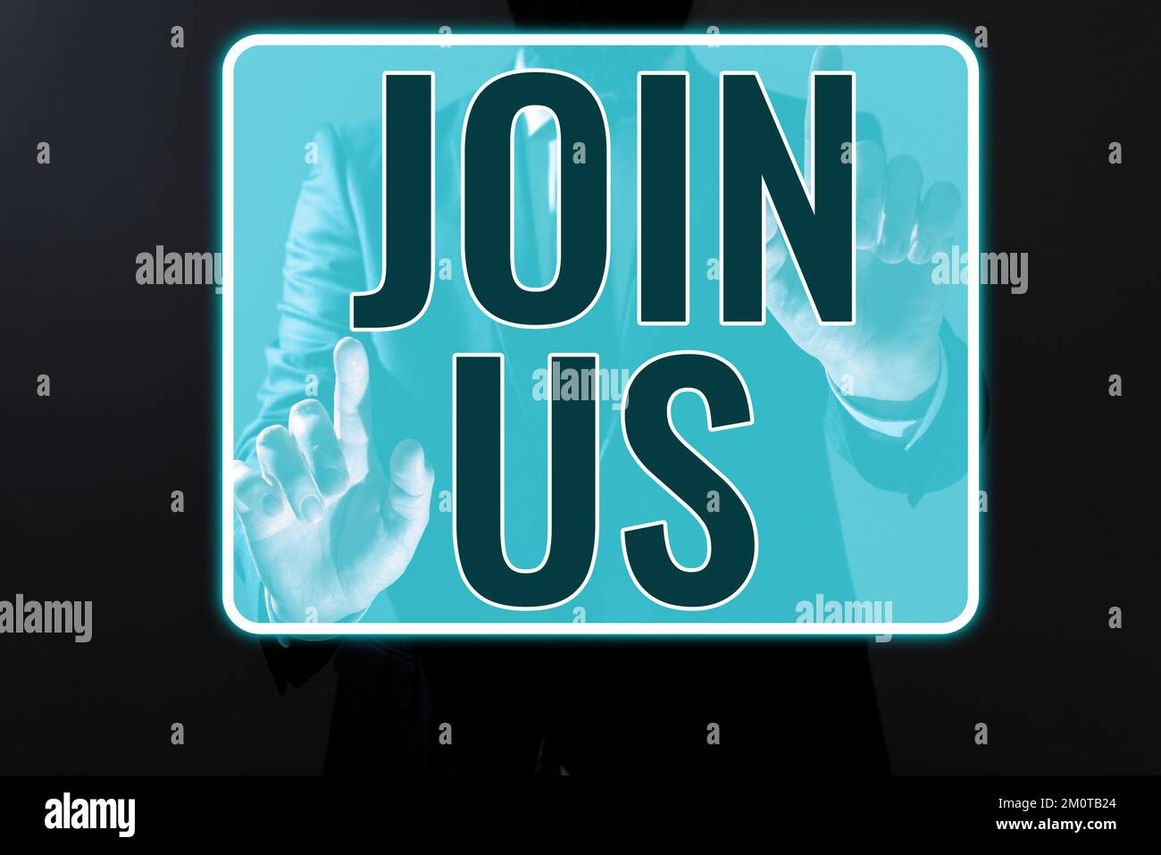 Text caption presenting Join Us. Word Written on Register in community ...