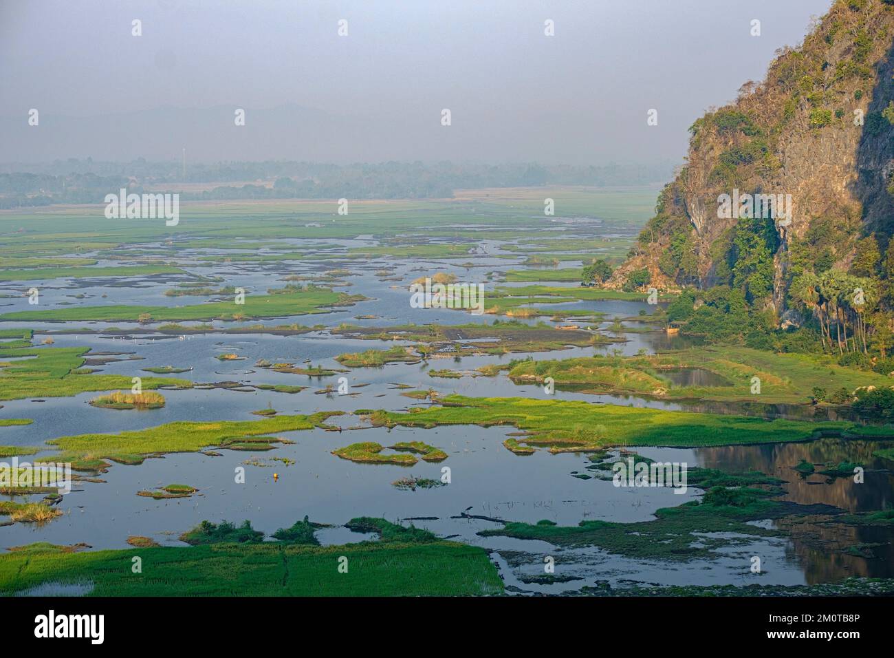 Myanmar, Burma, Karen state, Hpa An, landscape near Than Lwyn or ...