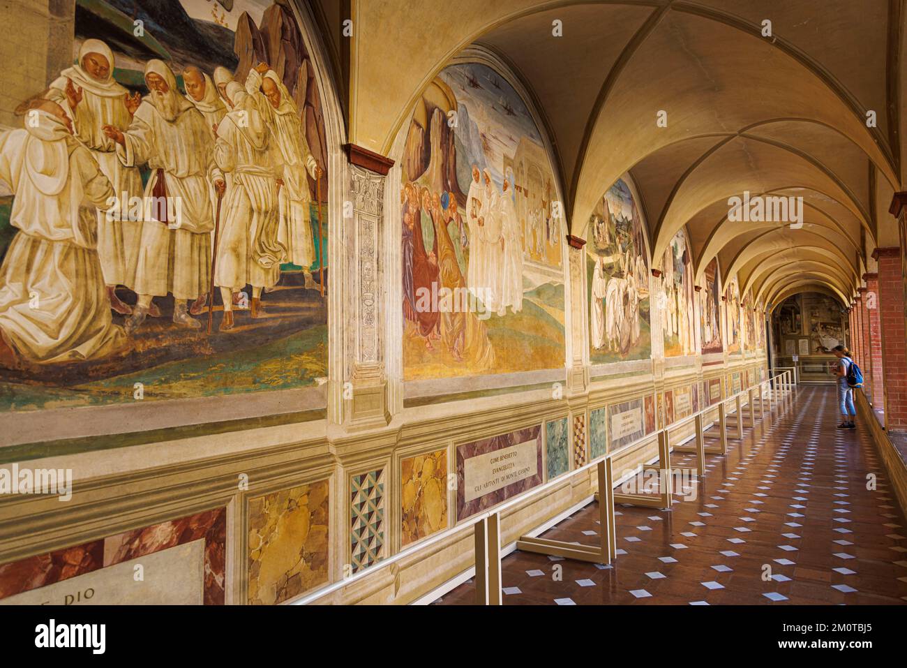 Italy, Tuscany, Asciano, Monte Oliveto Maggiore abbey, San Benedetto ...