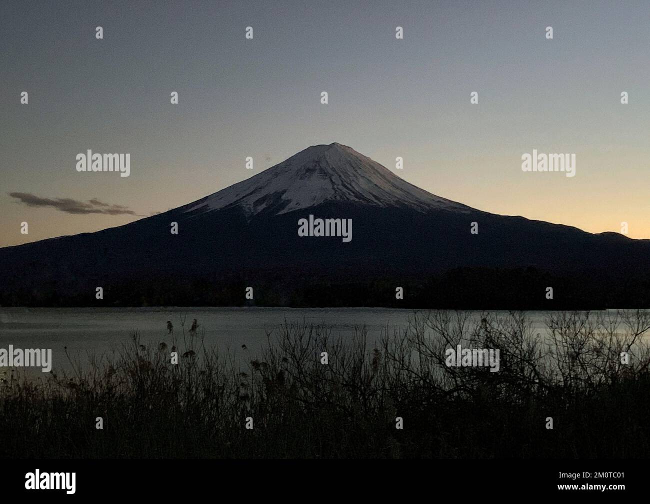 Mount Fuji in evening among the tranquil lake Stock Photo - Alamy