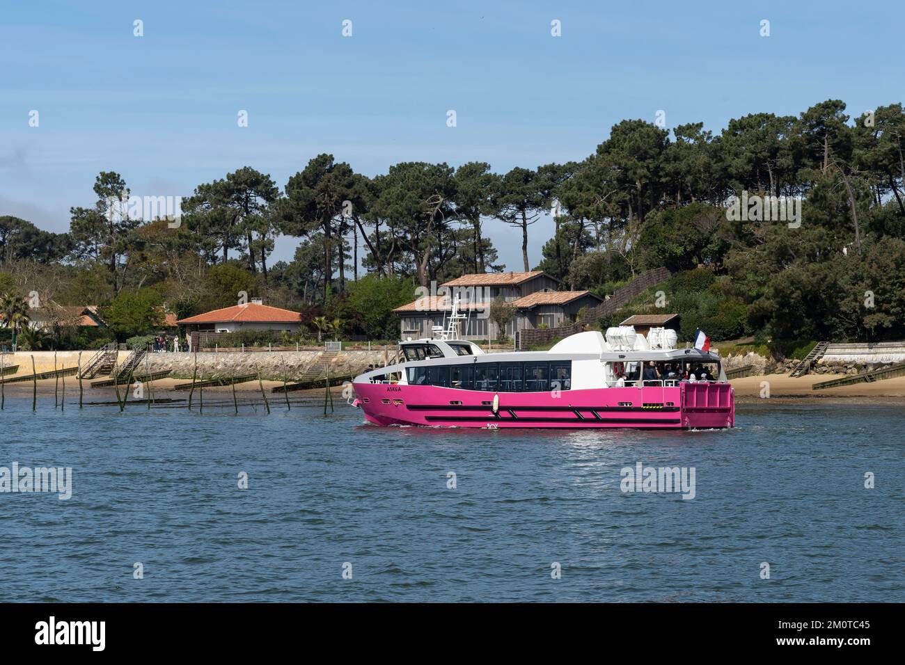 France, Gironde, Bassin d'Arcachon, maritime shuttle, UBA (Union of Boatmen of Arcachon Stock ...