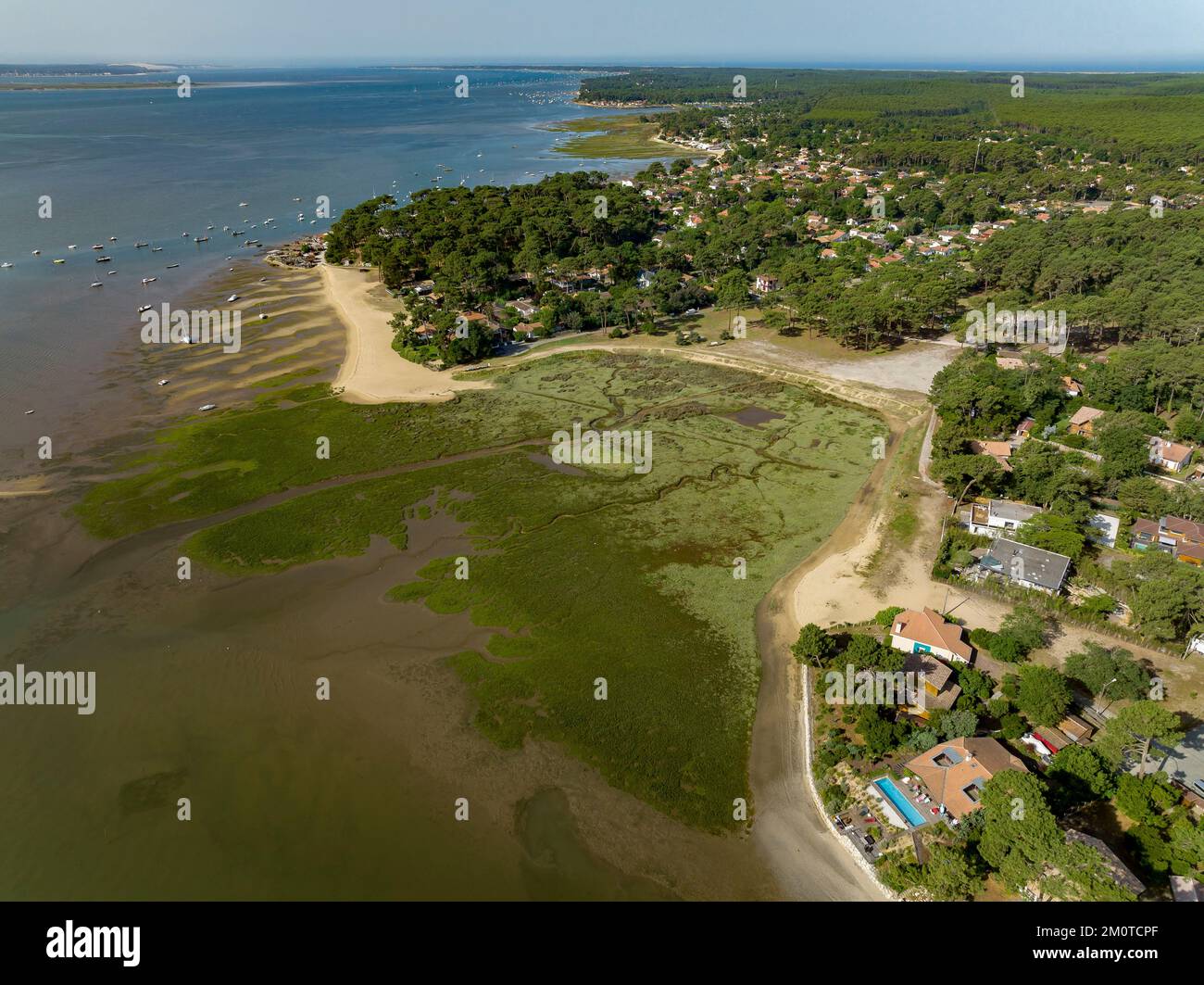 France, Gironde, Bassin d'Arcachon, Cap-Ferret, Claouey (aerial view ...