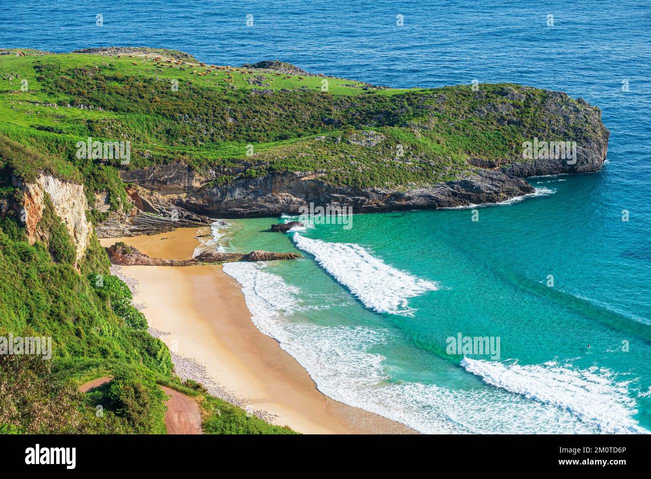 Spain, Principality of Asturias, Llanes, Ballota beach on the Camino ...