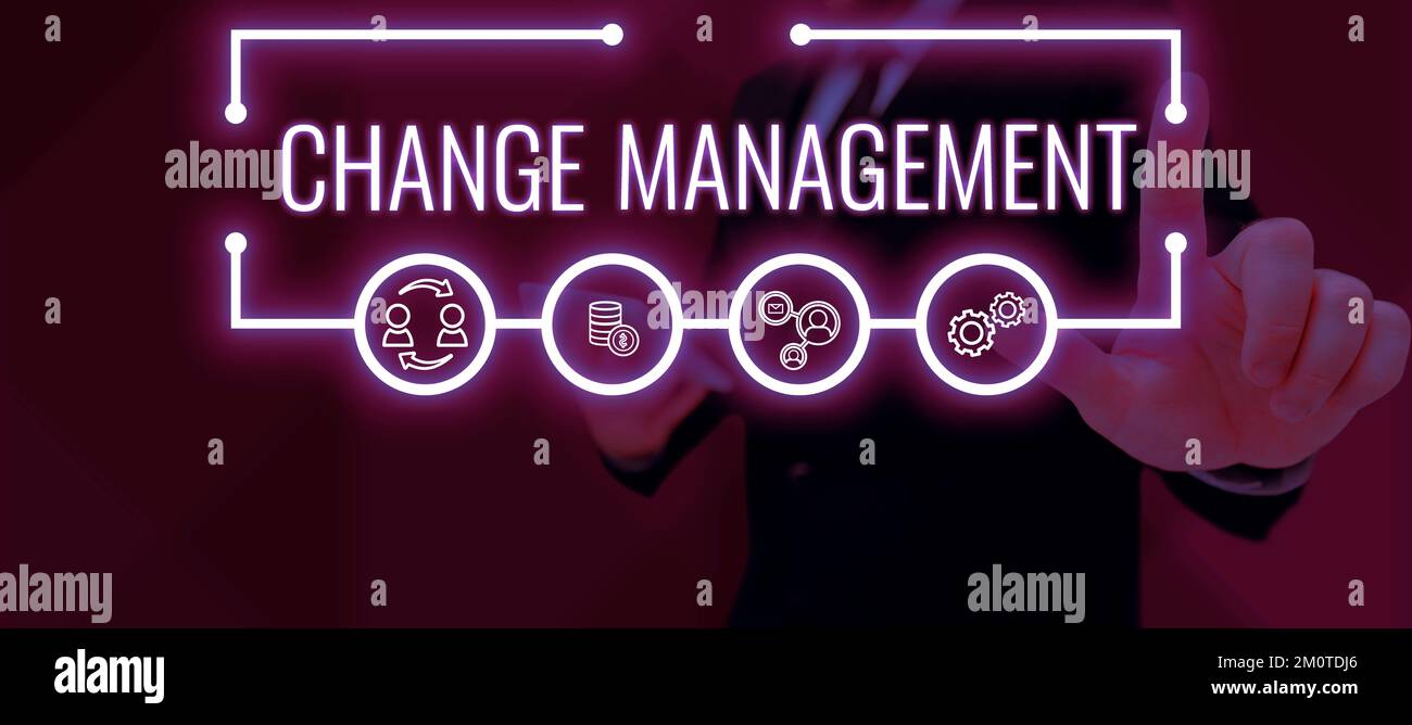 Text sign showing Change Management. Business overview Replacement of ...