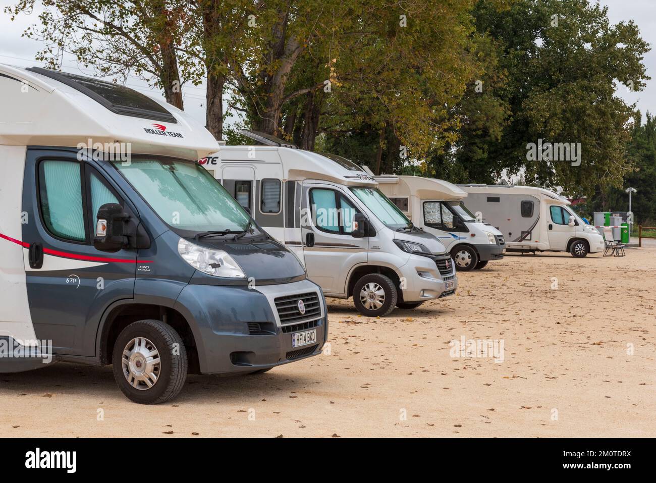 France, Gard, Beaucaire, Bellegarde motorhome area on the border of the ...