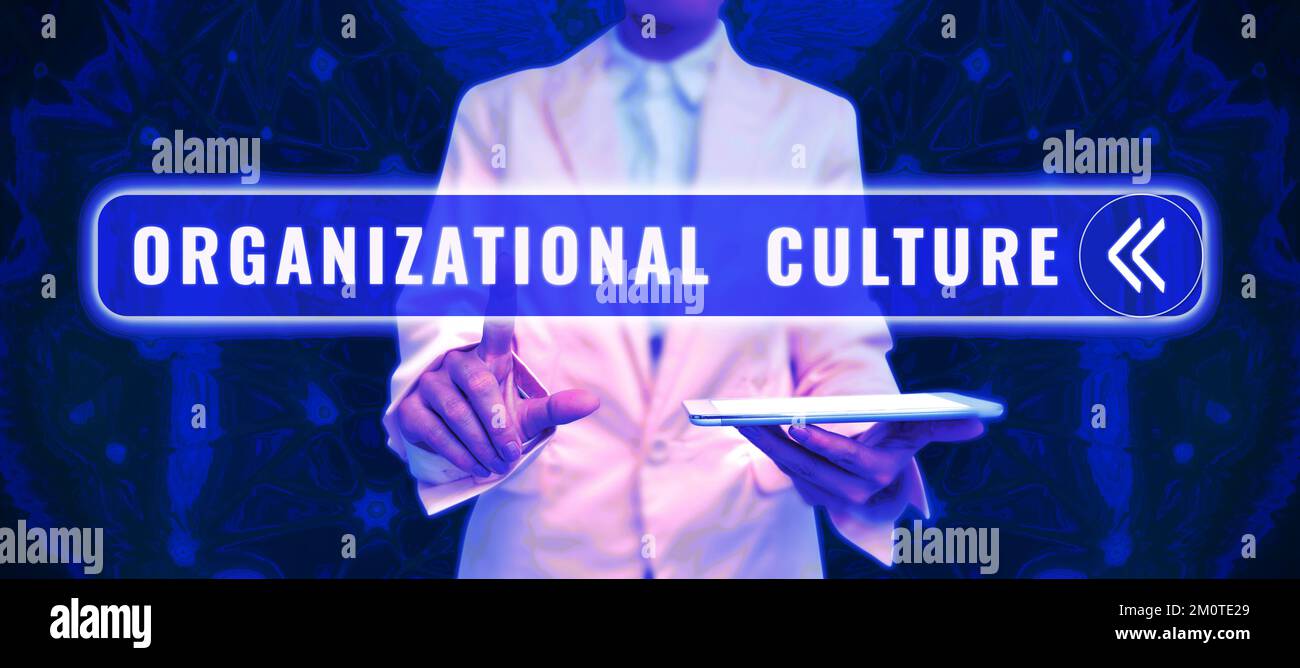 Hand writing sign Organizational Culture. Business overview the study ...