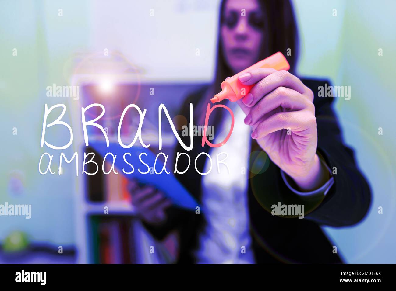 Hand writing sign Brand Ambassador. Conceptual photo agent accredited ...