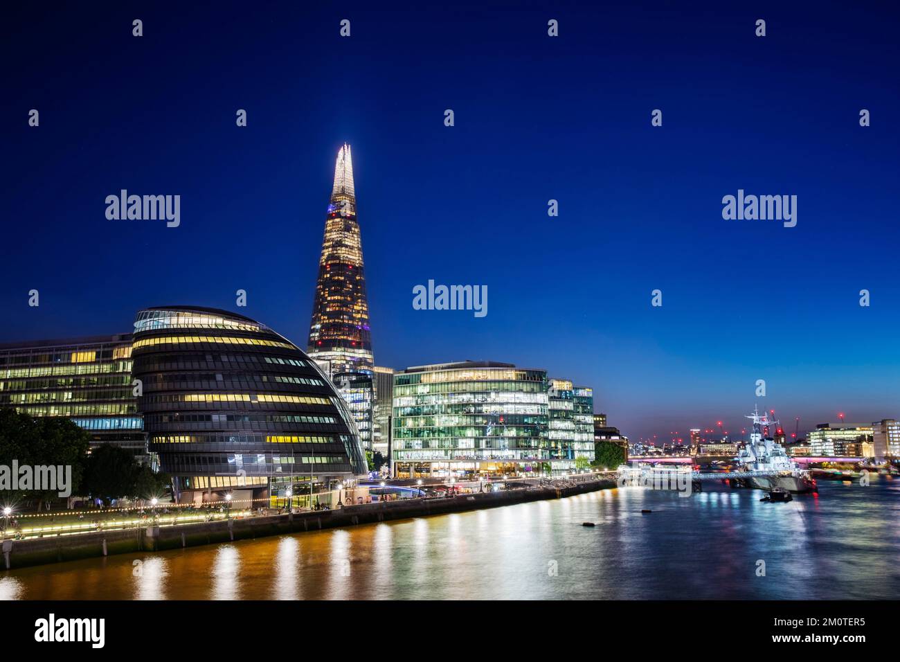 United Kingdom, London, Southwark, The Shard and City Hall view from ...
