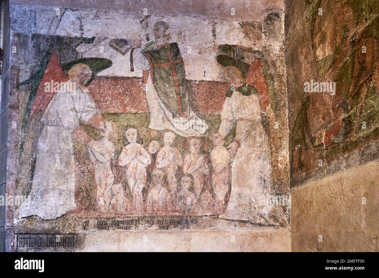 France, Cantal, Saint Flour, Saint Pierre cathedral, fresco from 15th ...