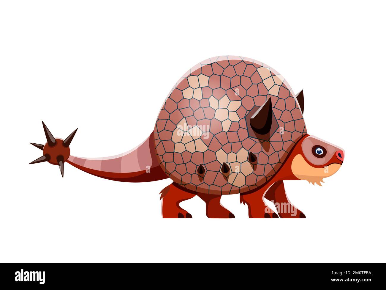 Cartoon Doedicurus dinosaur character. Ancient wildlife beast, Ice age ...
