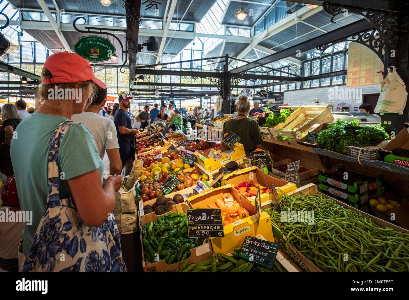 France, Gironde, Arcachon, the covered market, fruit and vegetable ...