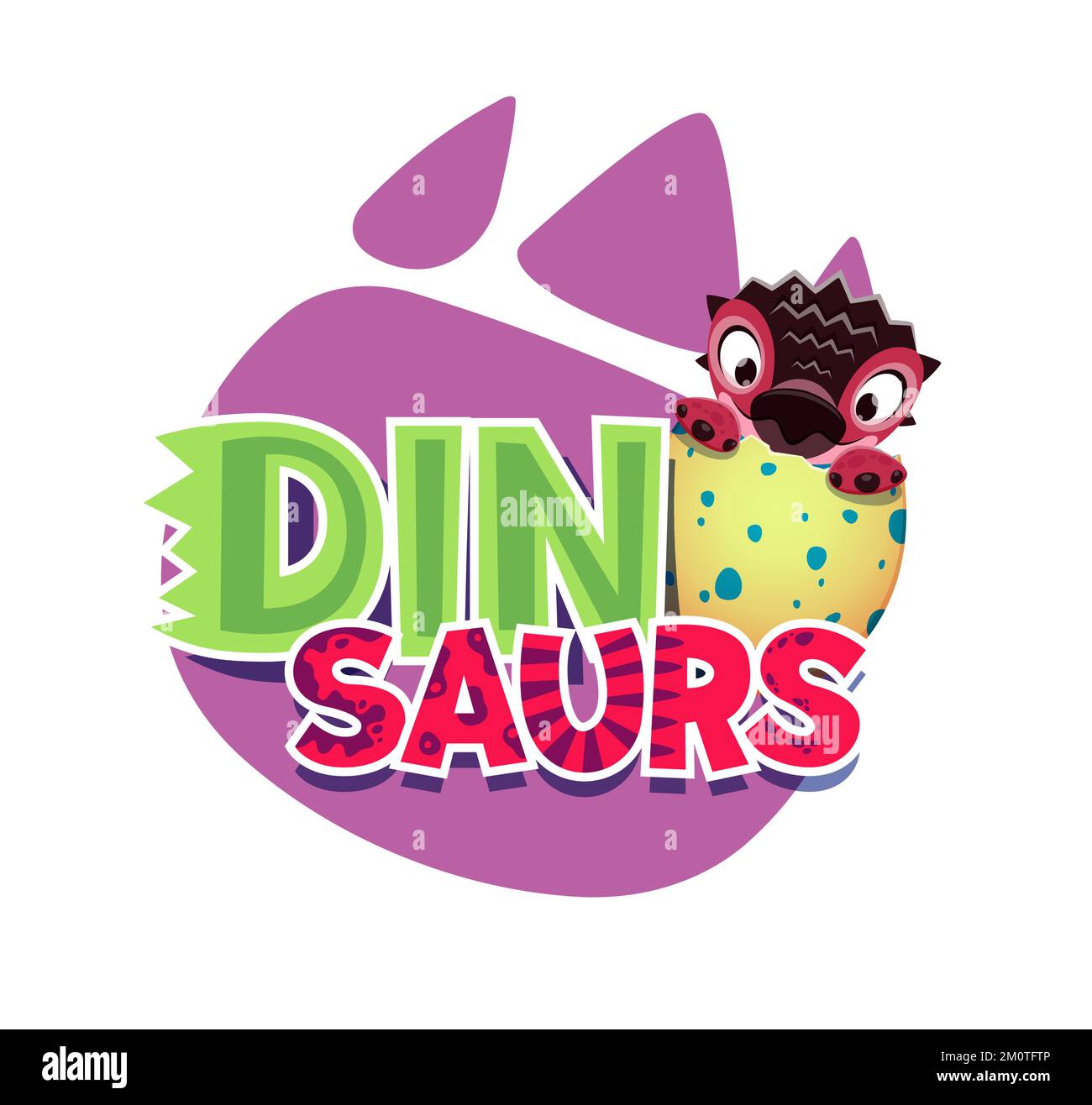 Cartoon funny dinosaur character and dino egg. Isolated vector cute ...