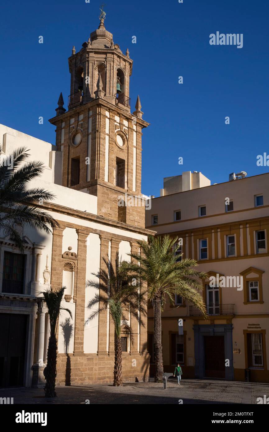Spain, Andalusia, Cadiz, cathedral square, tower of the church of ...