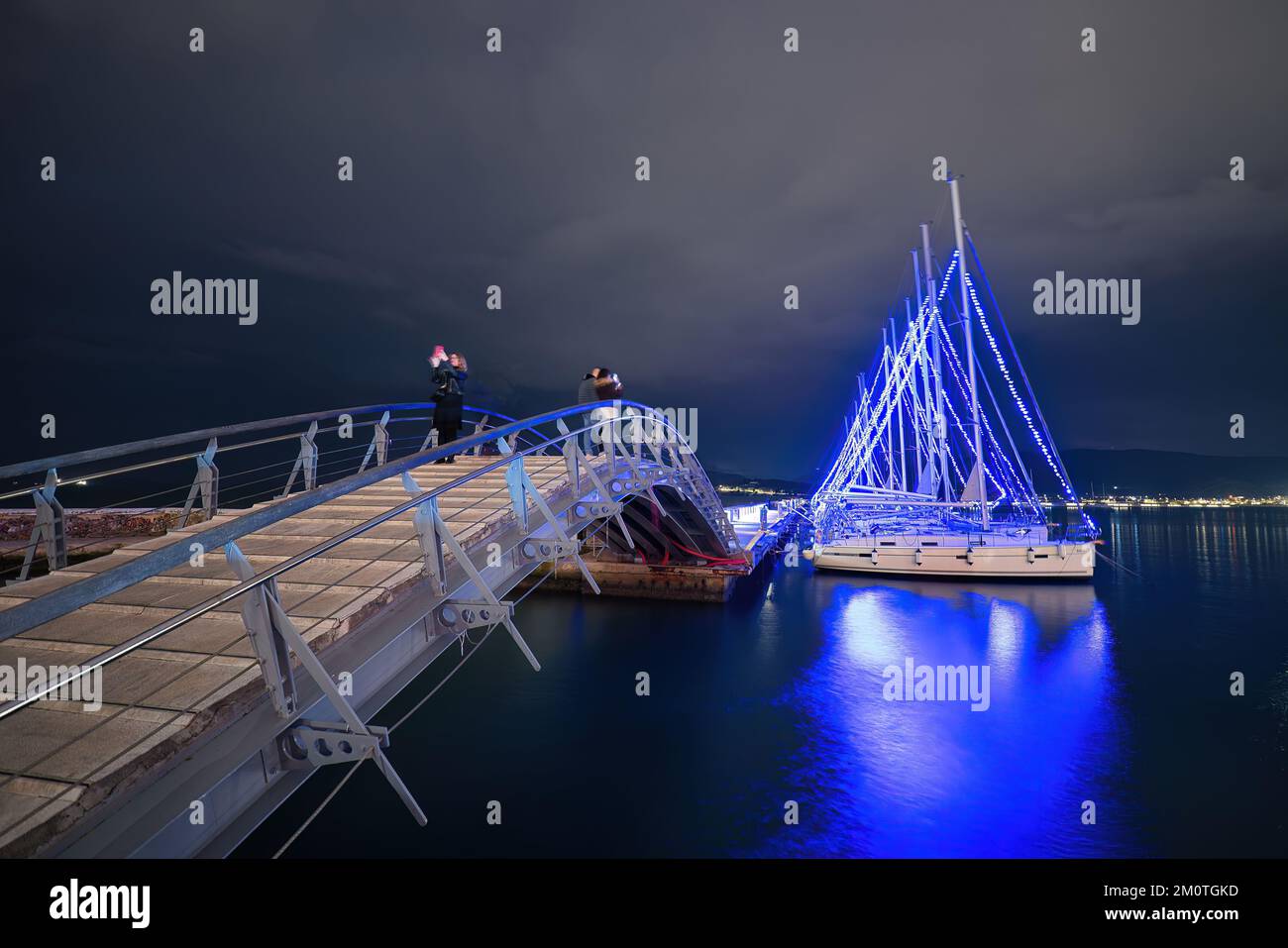 Sail Boat Holiday Lights, decorated city for the Christmas holidays ...