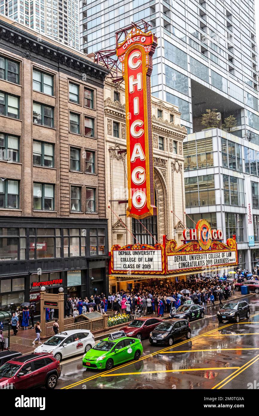 United States, Illinois, Chicago, The Loop, Chicago Theater, one of the ...