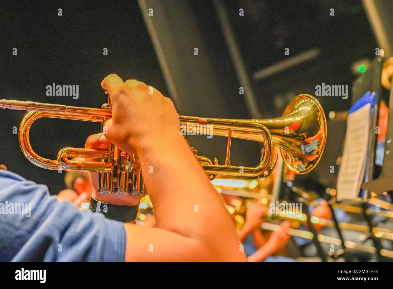 White hands playing a trumpet hi-res stock photography and images - Alamy