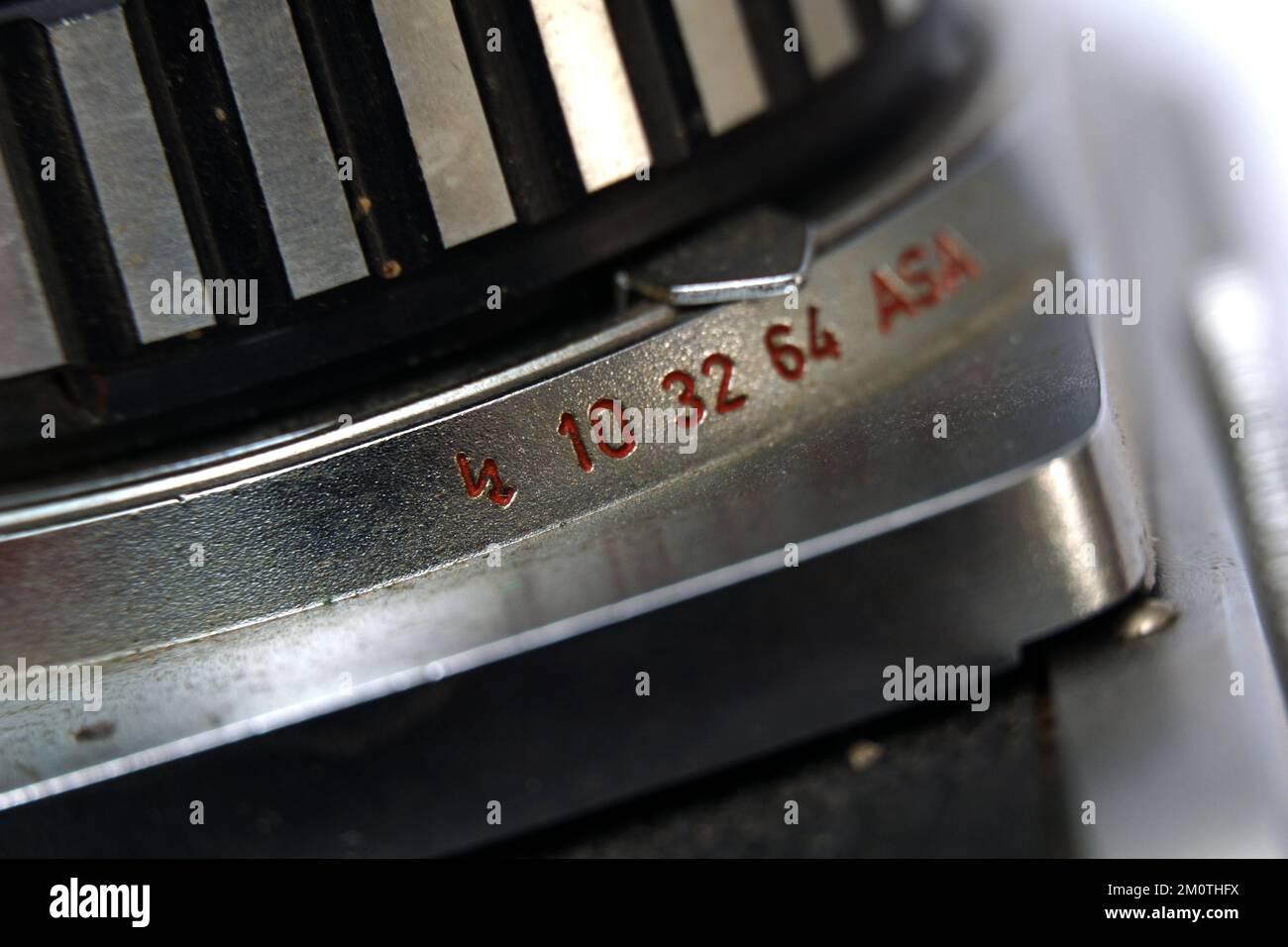 film sensitivity switch on vintage camera , detail Stock Photo - Alamy