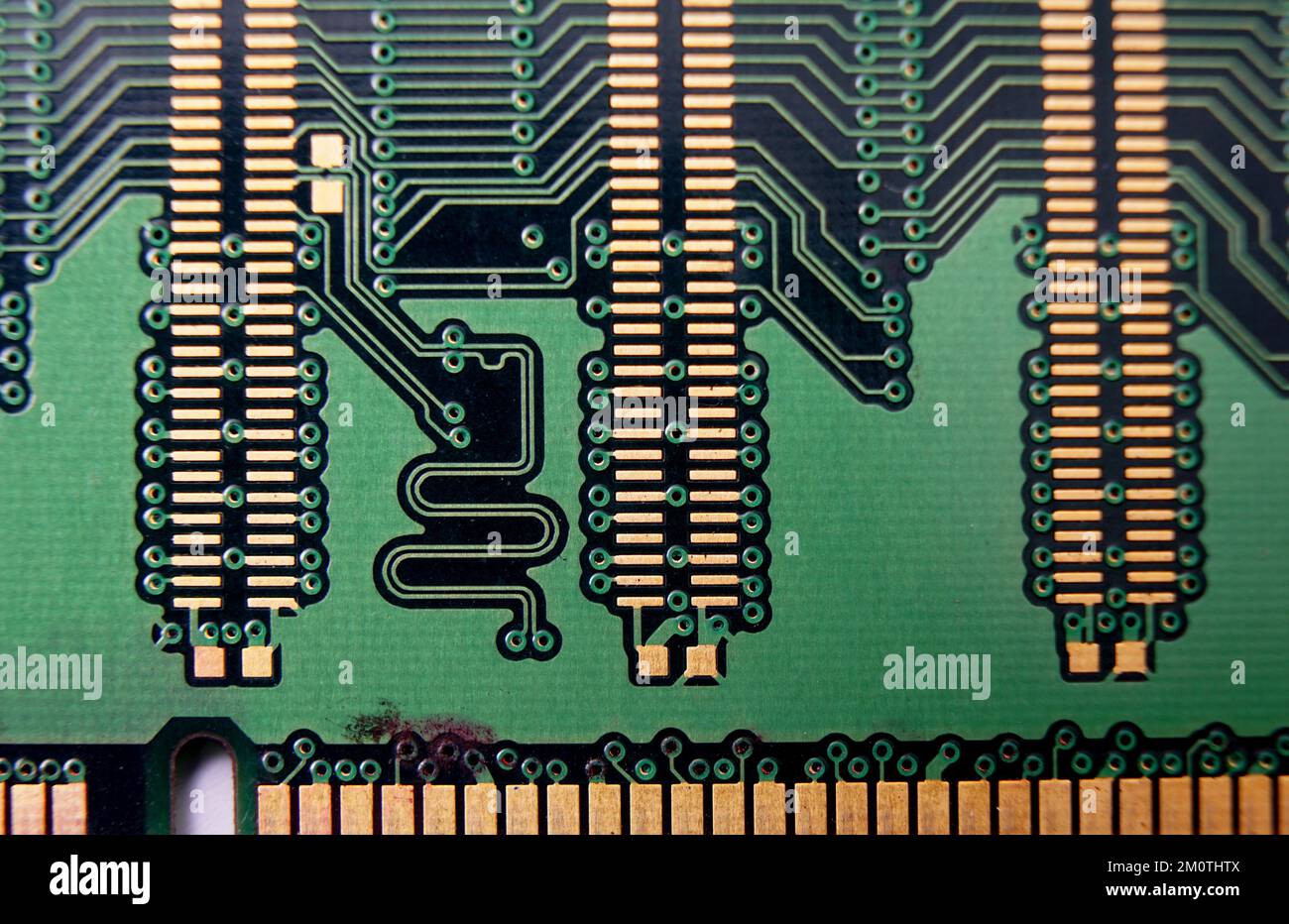 Macro Close up of computer RAM chip random access memory chip slot for ...