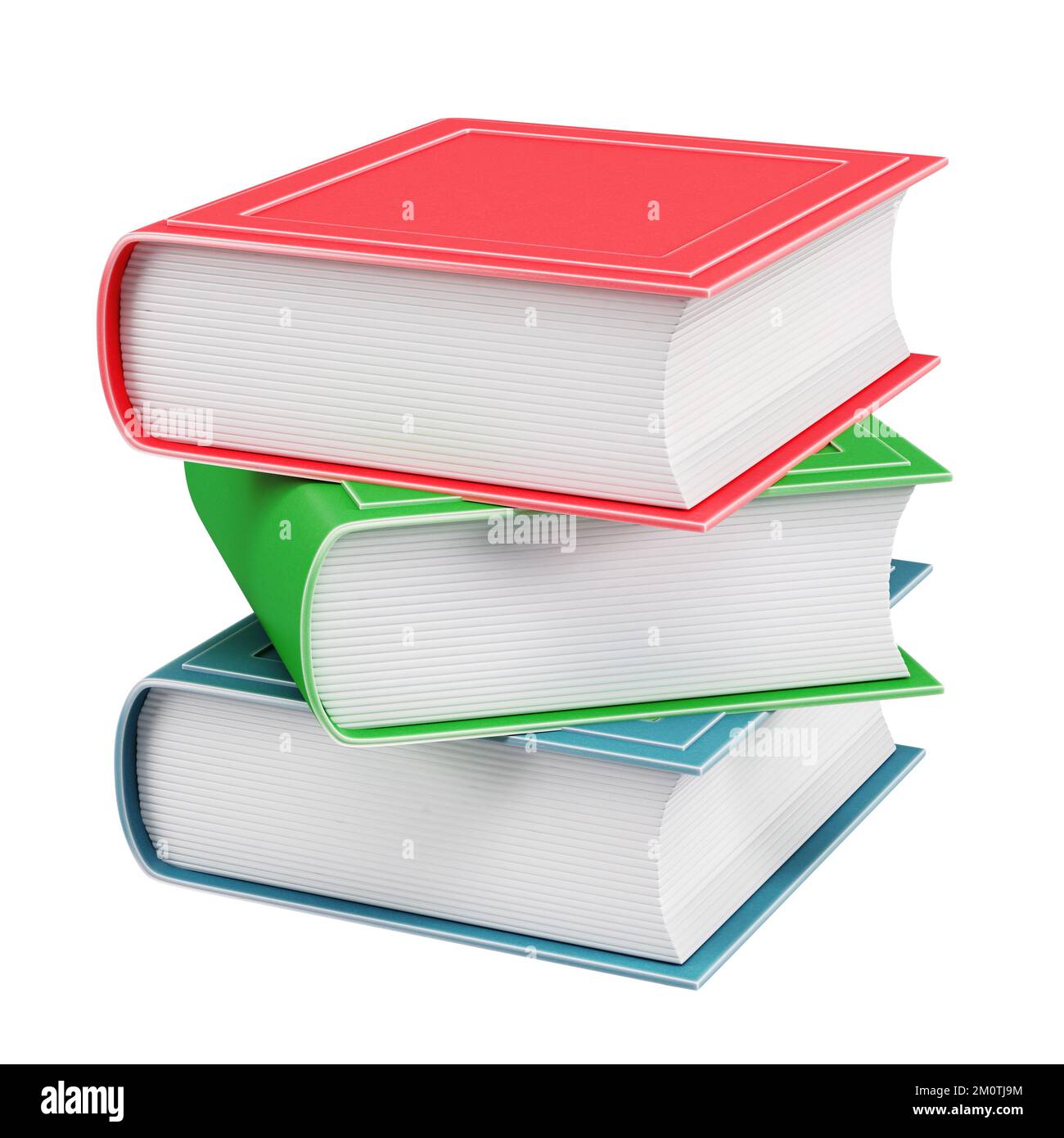 Red green and blue books isolated on white background. 3d rendering ...