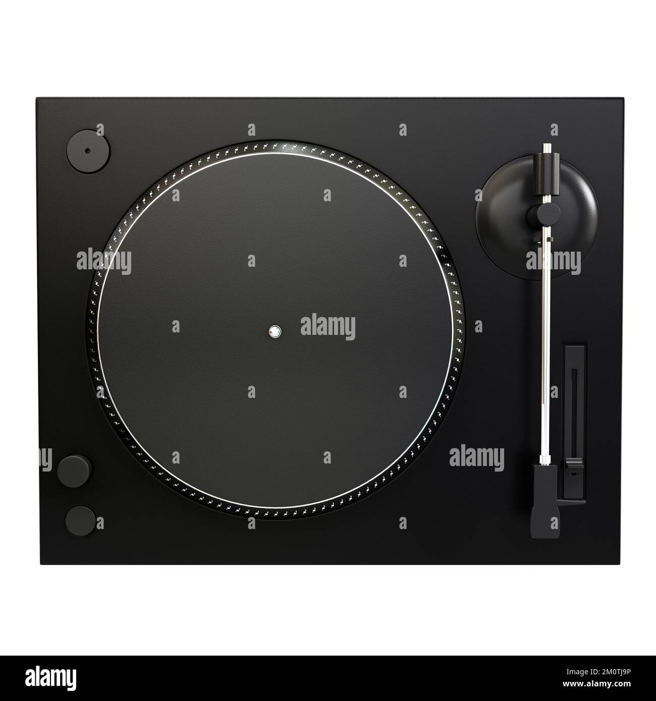 Black vinyl player dj turntable isolated on white background. 3d ...