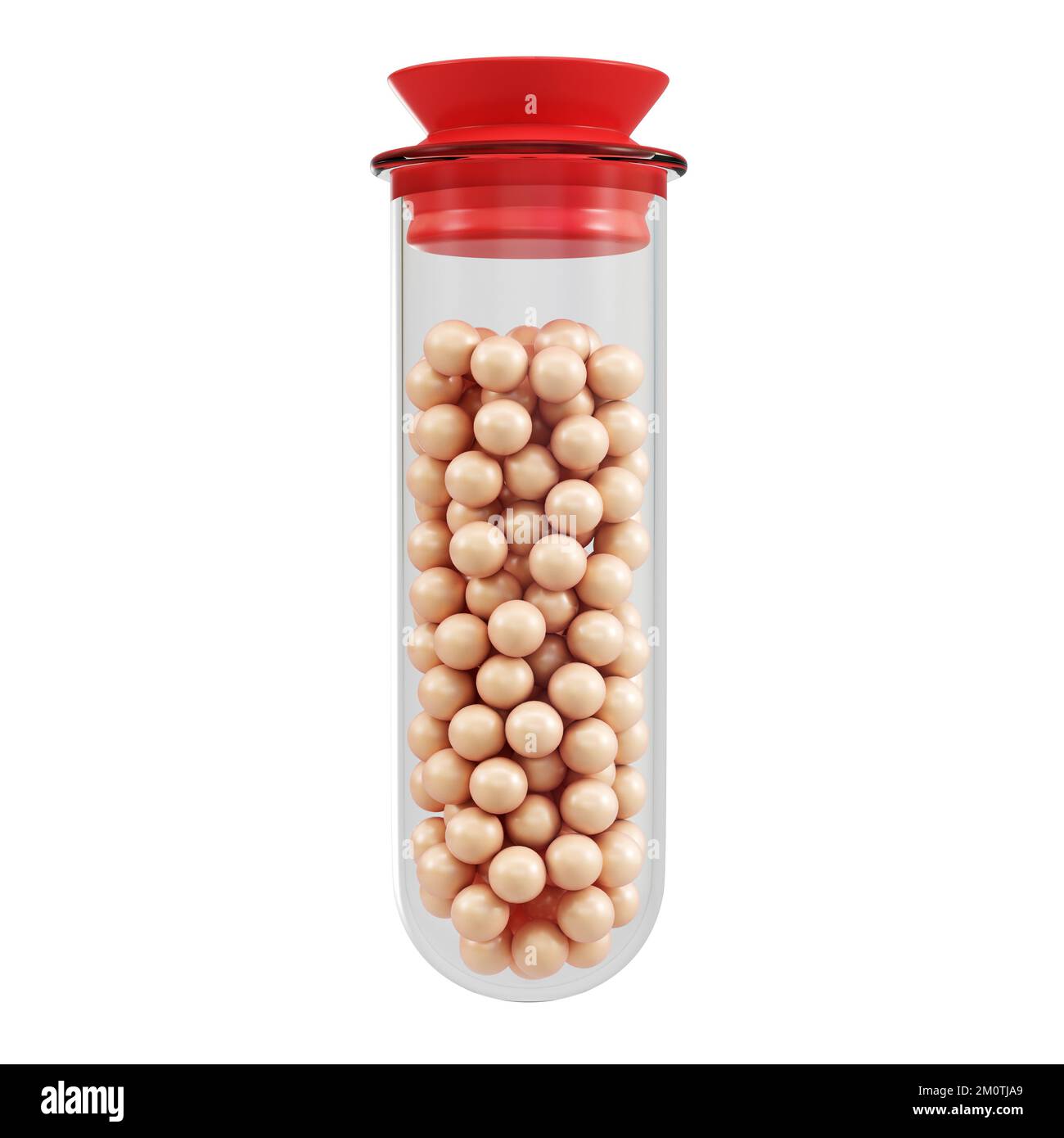 Glass tube with spheres isolated on white background. 3d rendering ...