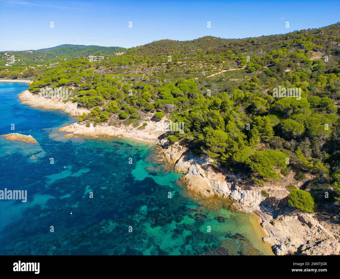 France, Var, La Croix Valmer, coastal path between Gigaro beach and Cap ...