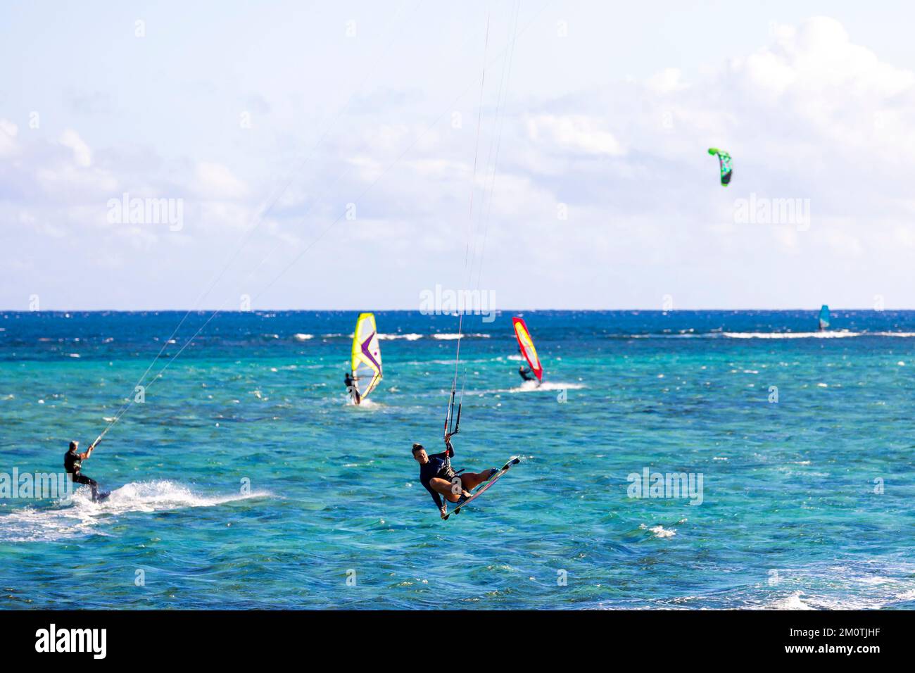 Mauritius, Black River district, Kite surfing and Windsurfing at Le ...