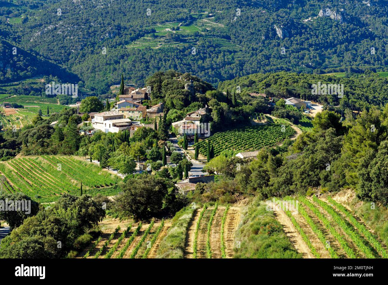 France, Vaucluse, Dentelles de Montmirail mountains, village of Suzette ...