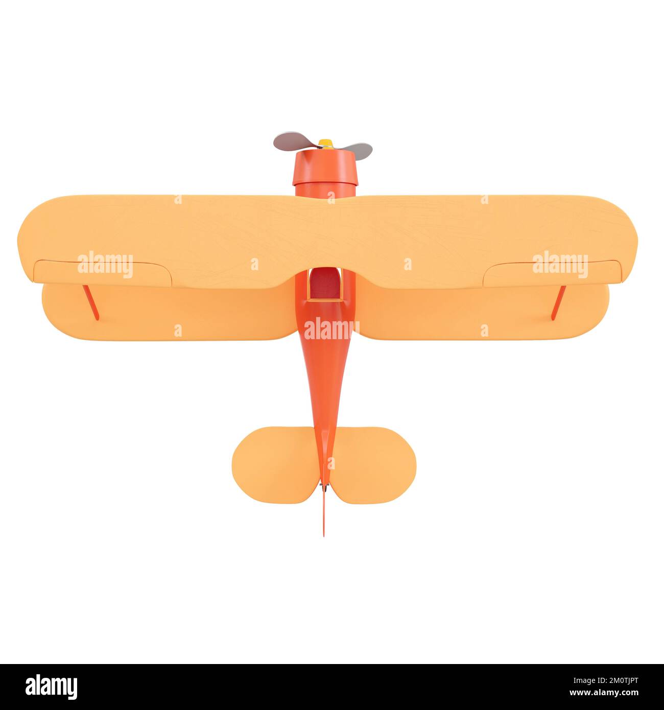Cartoon styled biplane isolated on white background. 3d rendering Stock ...