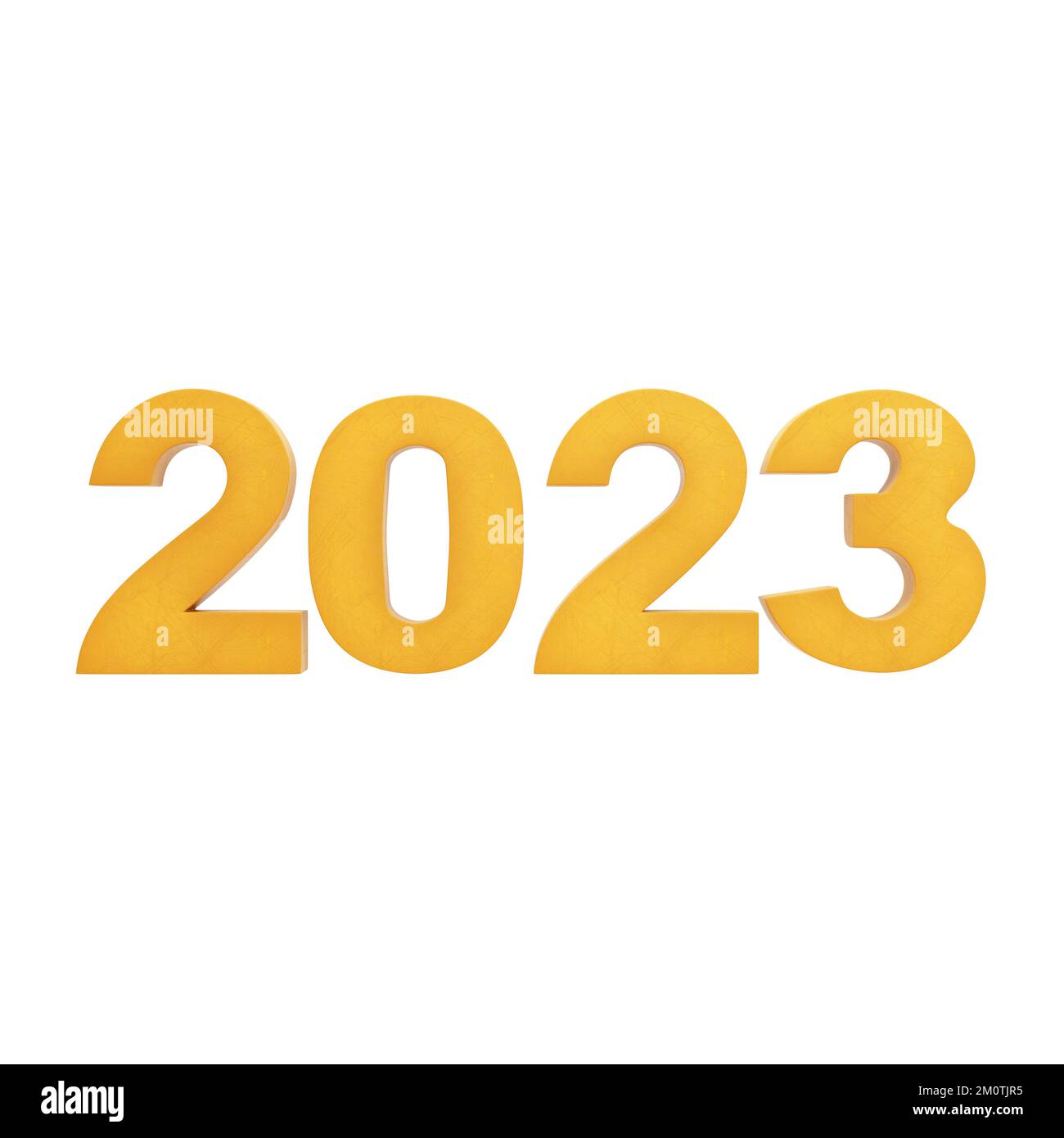 Yellow 2023 digits isolated on white background. 3d rendering Stock ...