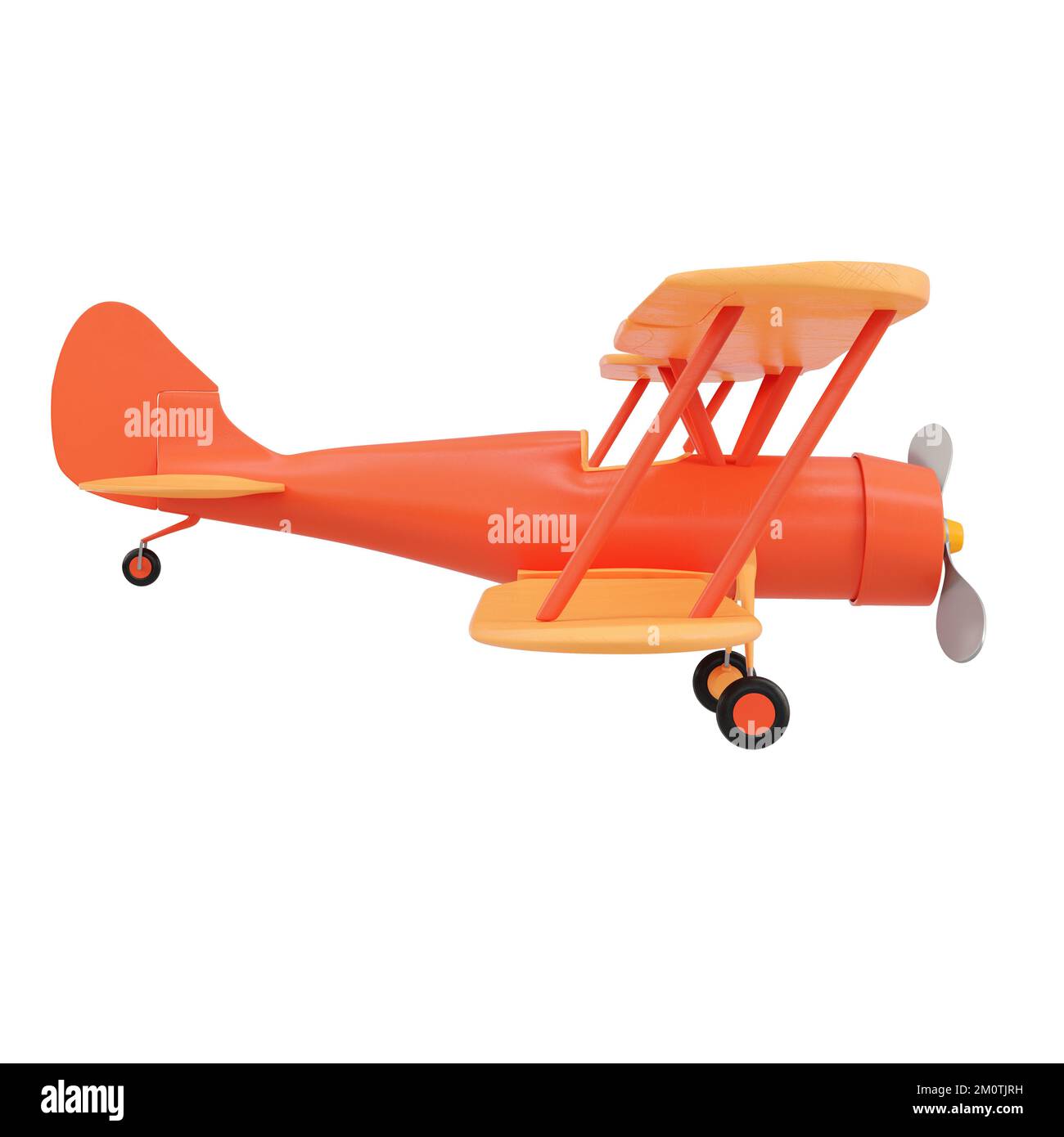 Cartoon styled biplane isolated on white background. 3d rendering Stock ...