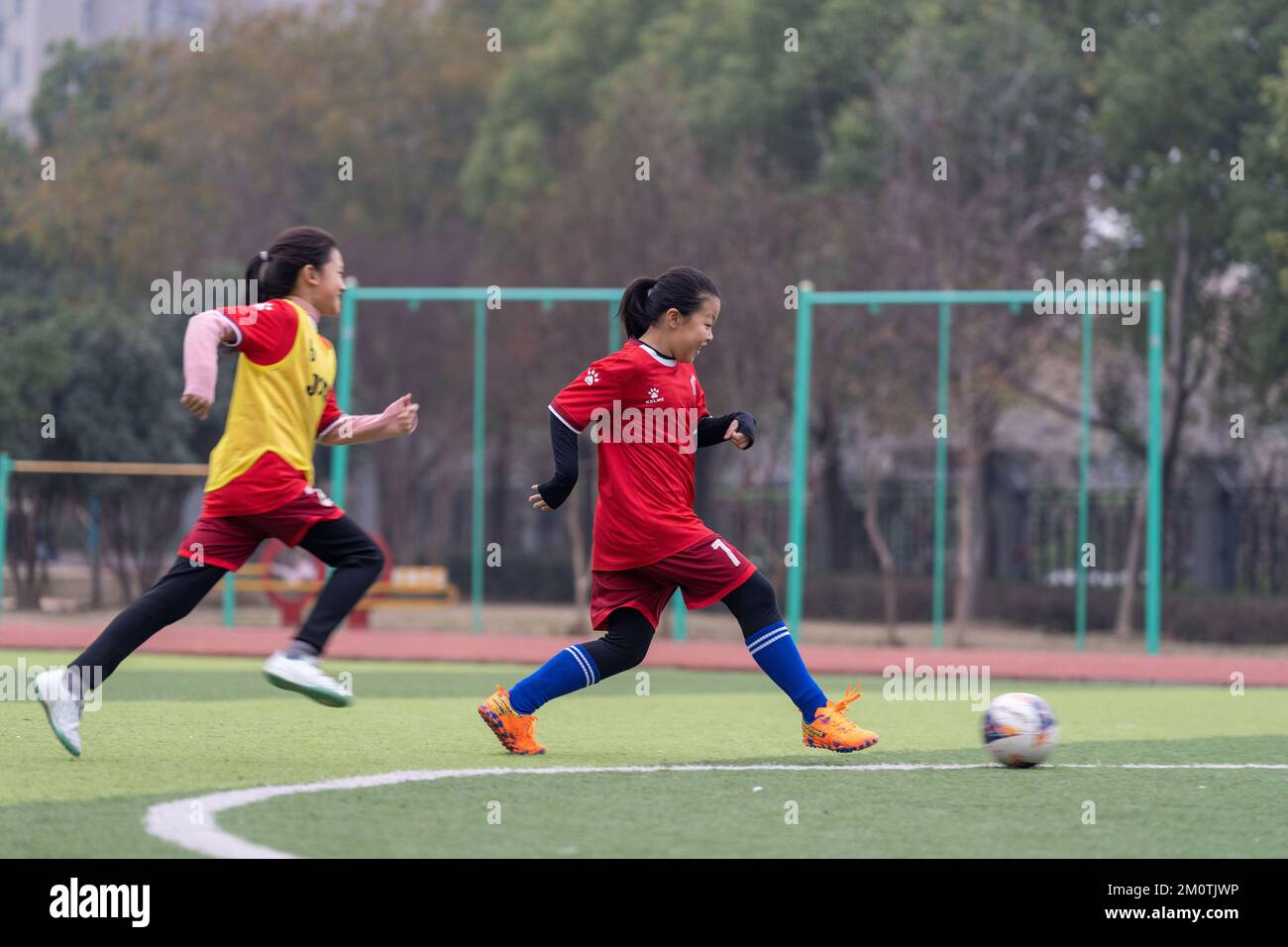 HEFEI, CHINA - DECEMBER 8, 2022 - Members of a primary school girls ...