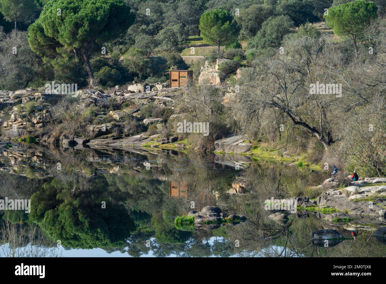 Birdwatching point with unrecognizable photographers Stock Photo - Alamy