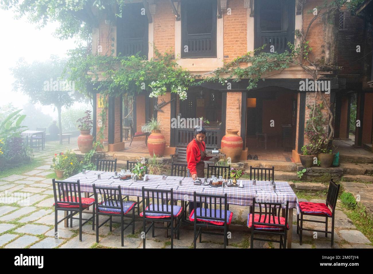 Nepal, Nuwakot, eco-friendly lodge The Famous Farm, renovated in an old ...