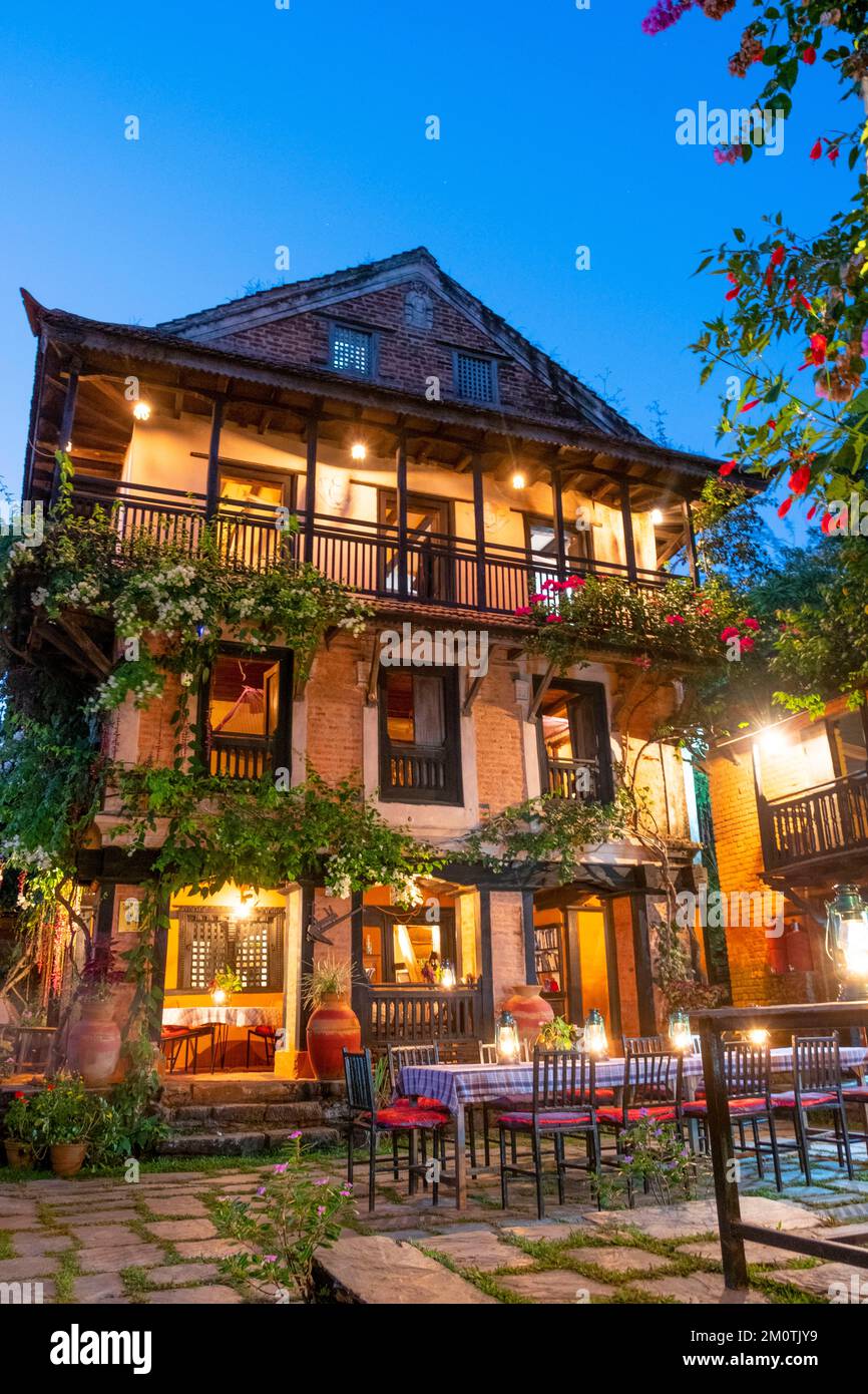 Nepal, Nuwakot, eco-friendly lodge The Famous Farm, renovated in an old ...