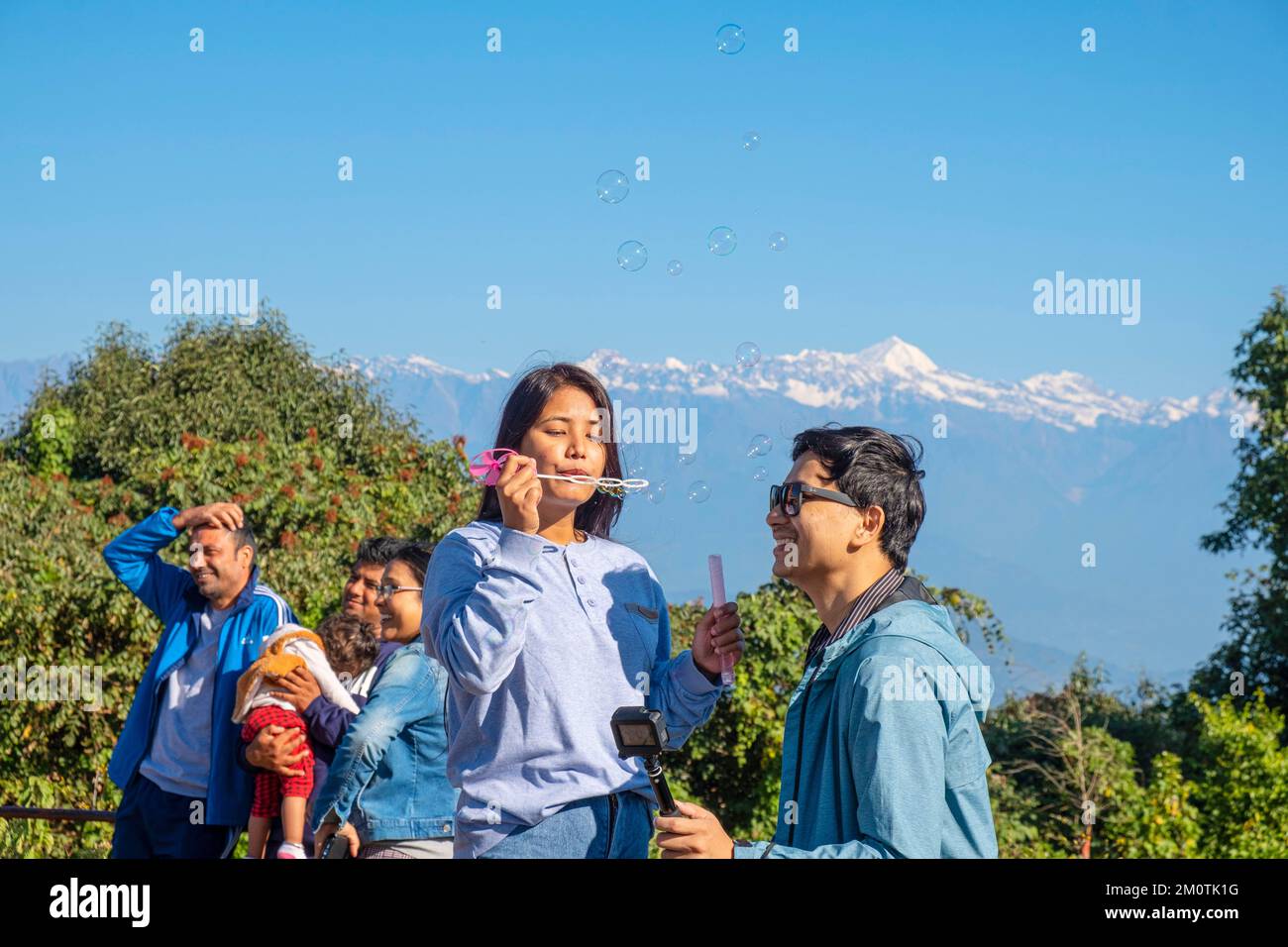 Nepal, Bagmati zone, Nagarkot Geodic Survey Tower, view of the ...