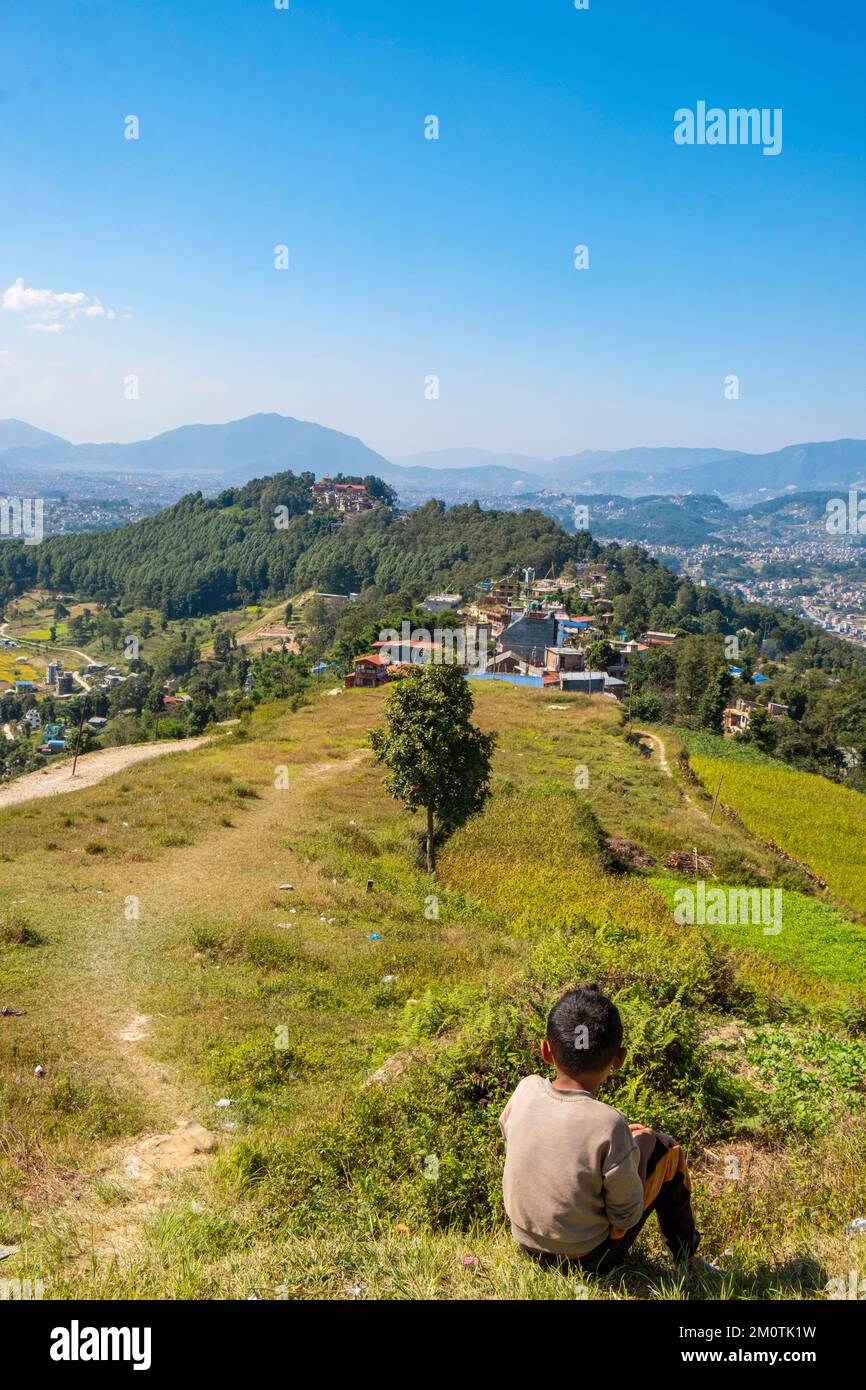 Nepal, Kathmandu valley, view of Changu Narayan Monastery Stock Photo ...